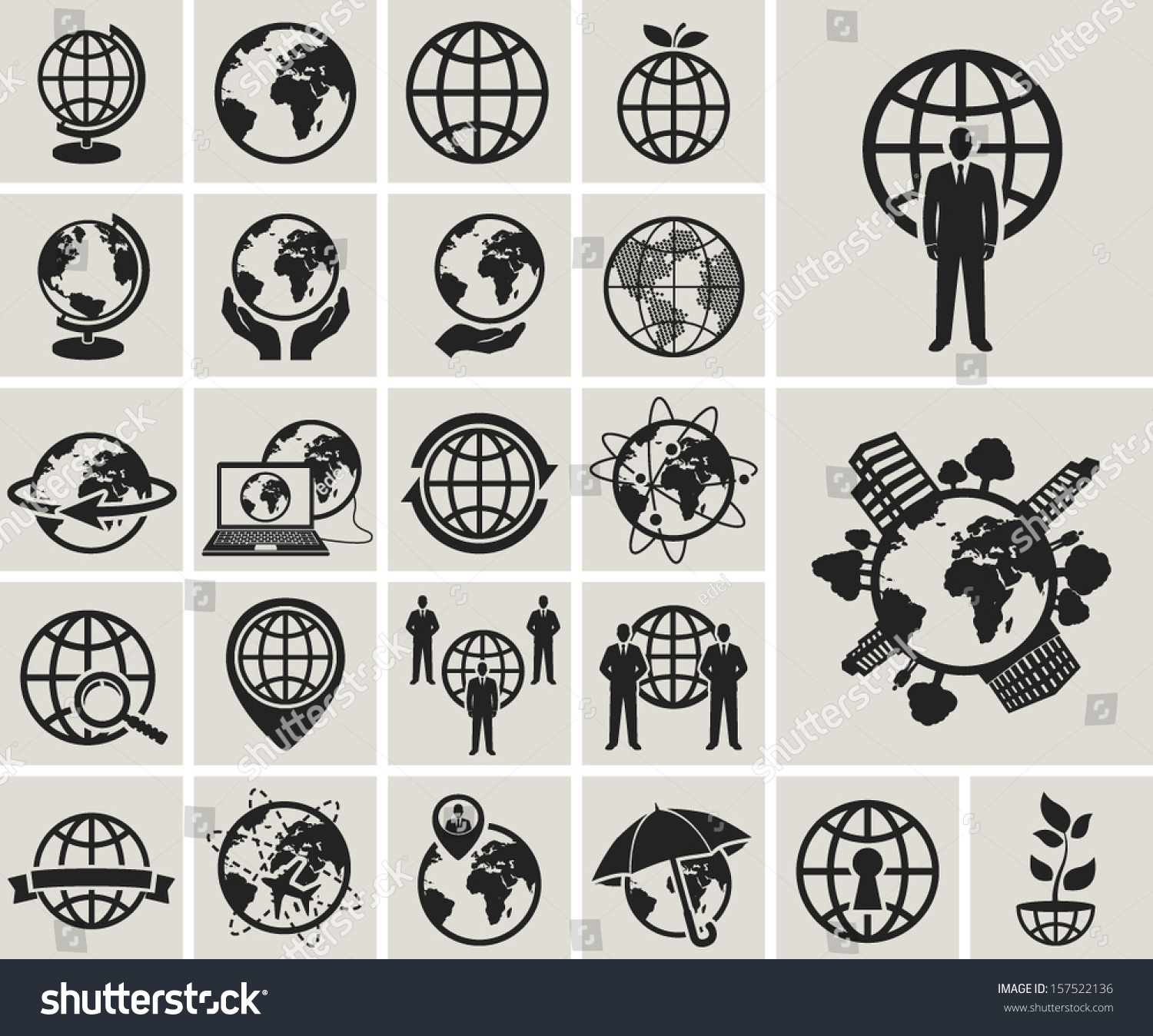 Globe Earth Web Icons Setvector Illustration Stock Vector (Royalty Free ...