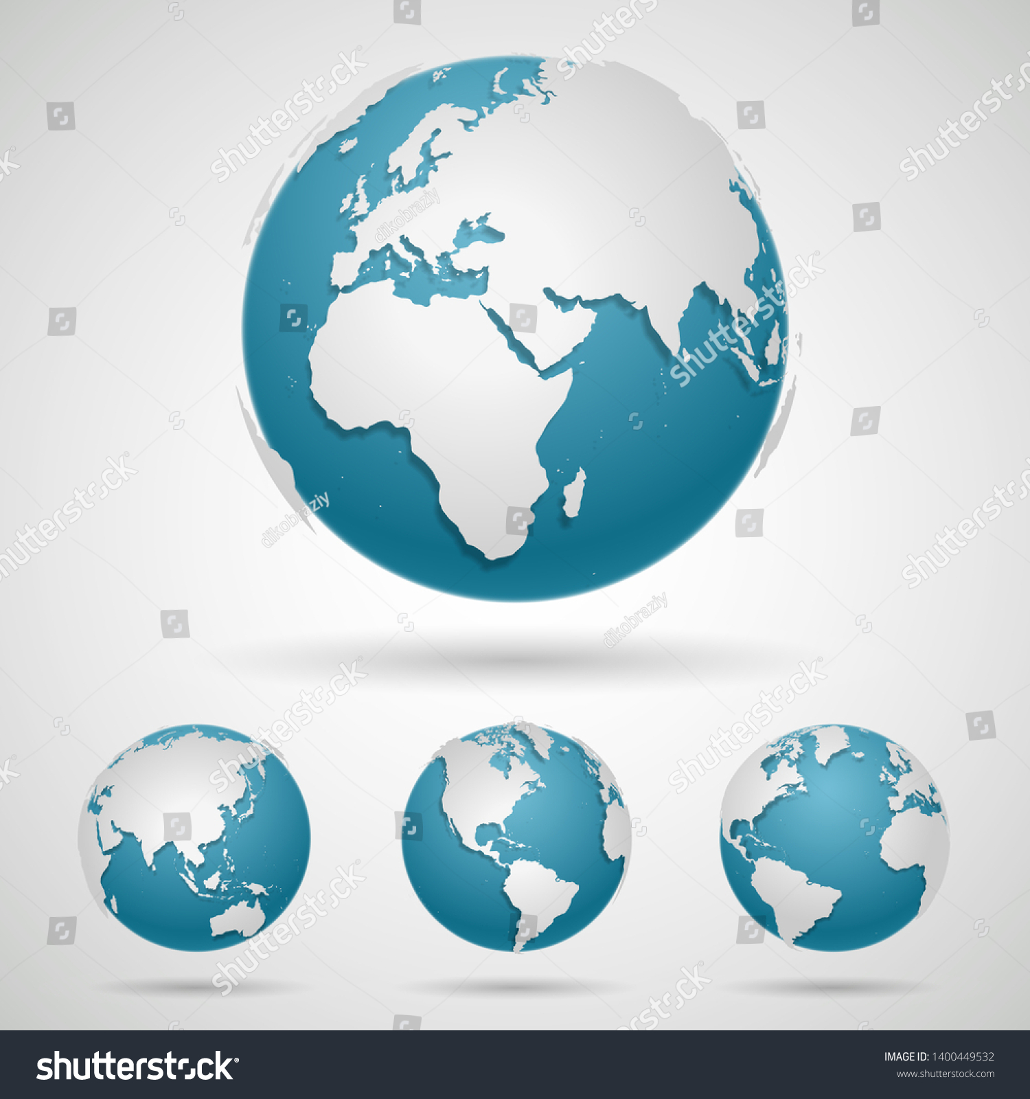 Globe Icon Set Round World Map: Stock-Vektorgrafik (Lizenzfrei ...