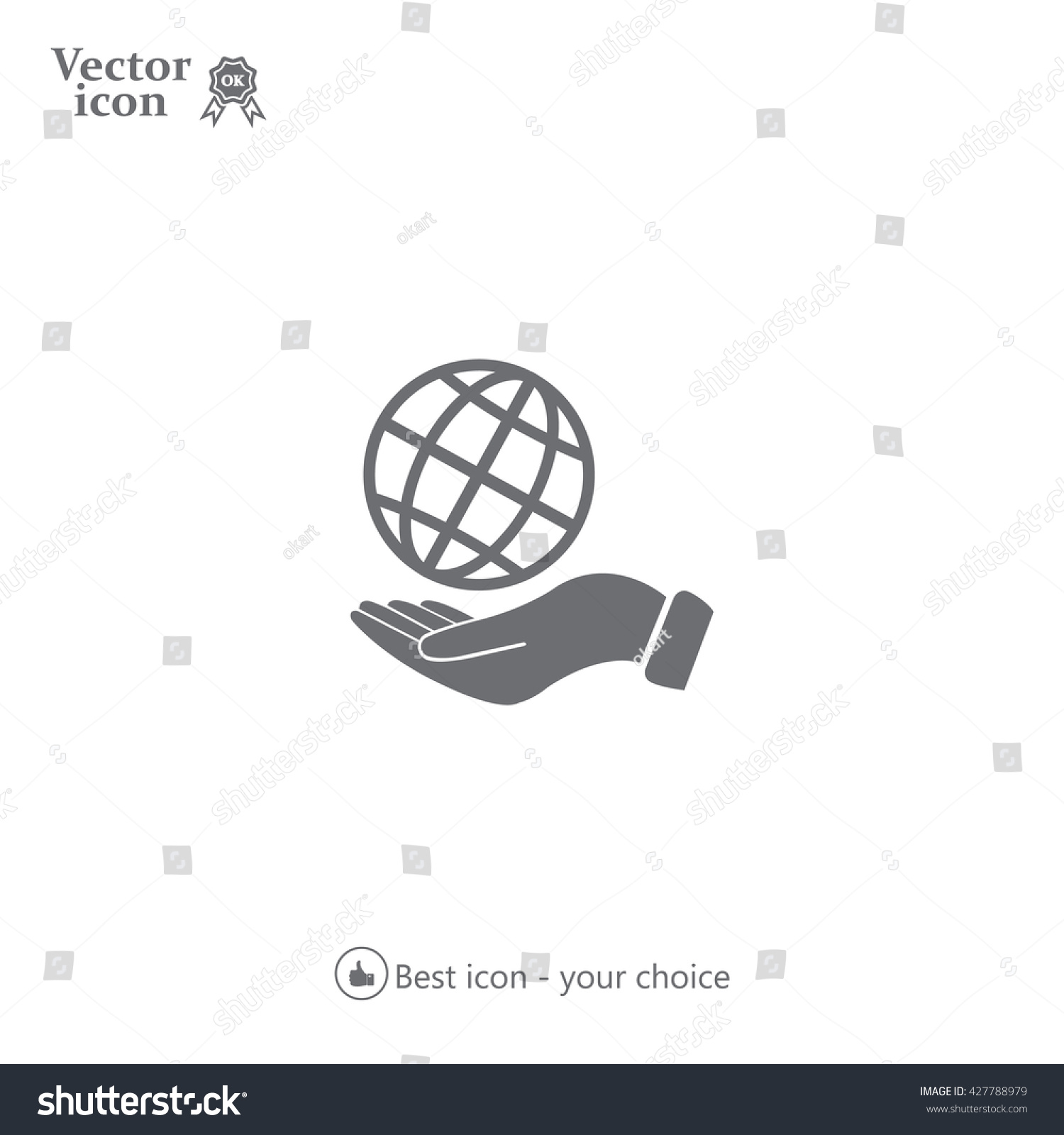 Globe Icon Hand Vector Illustration Flat Stock Vector (Royalty Free ...