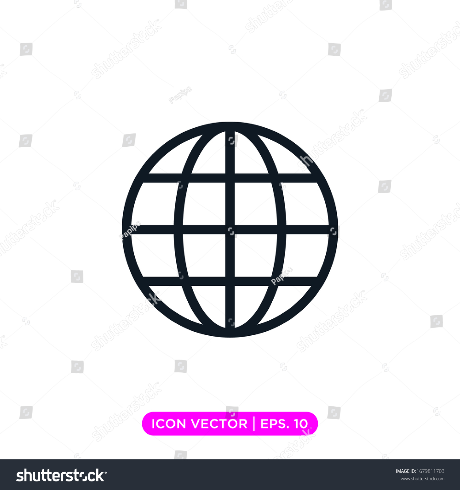 Globe Linear Icon Vector Logo Design Stock Vector (Royalty Free) 1679811703