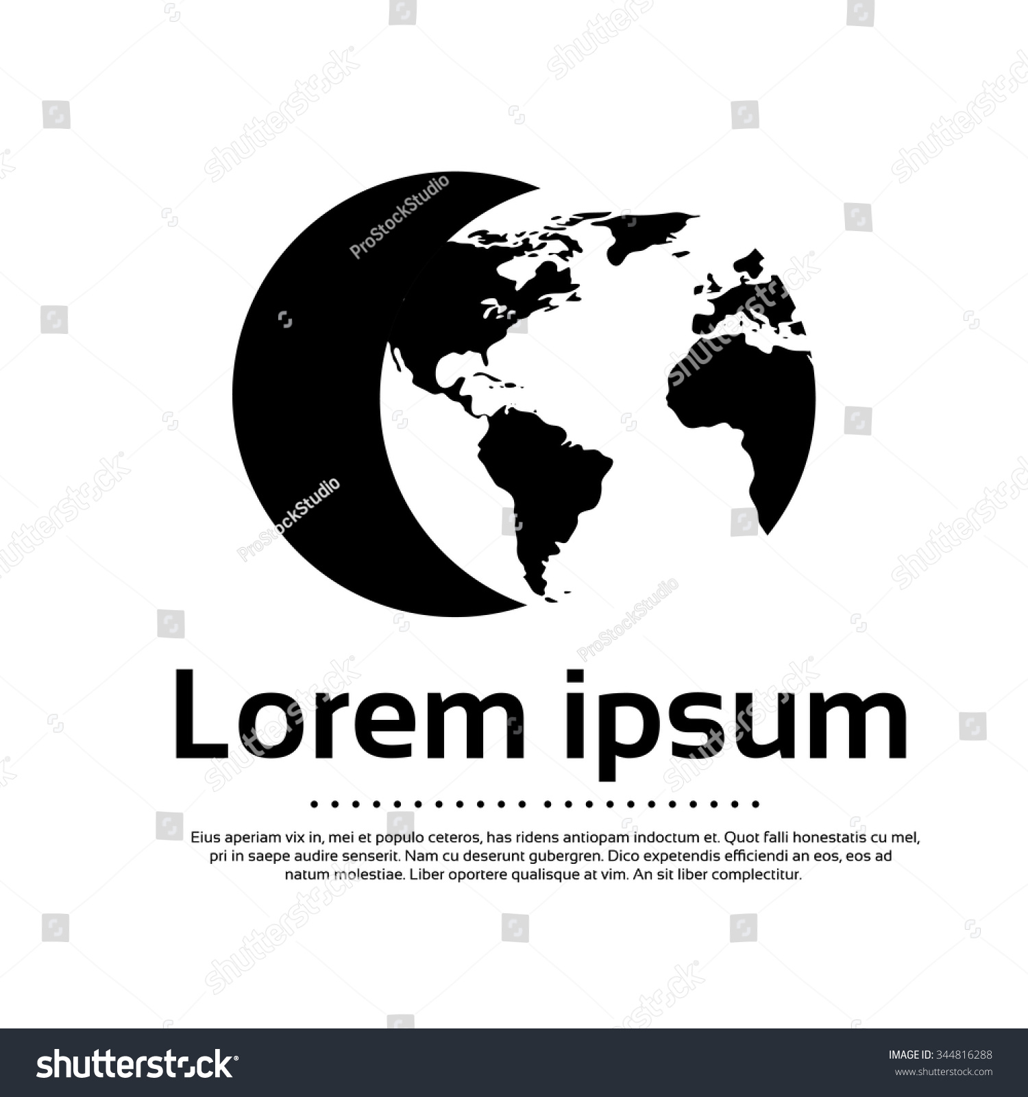 Globe Logo Black World Map Icon: vector de stock (libre de regalías ...
