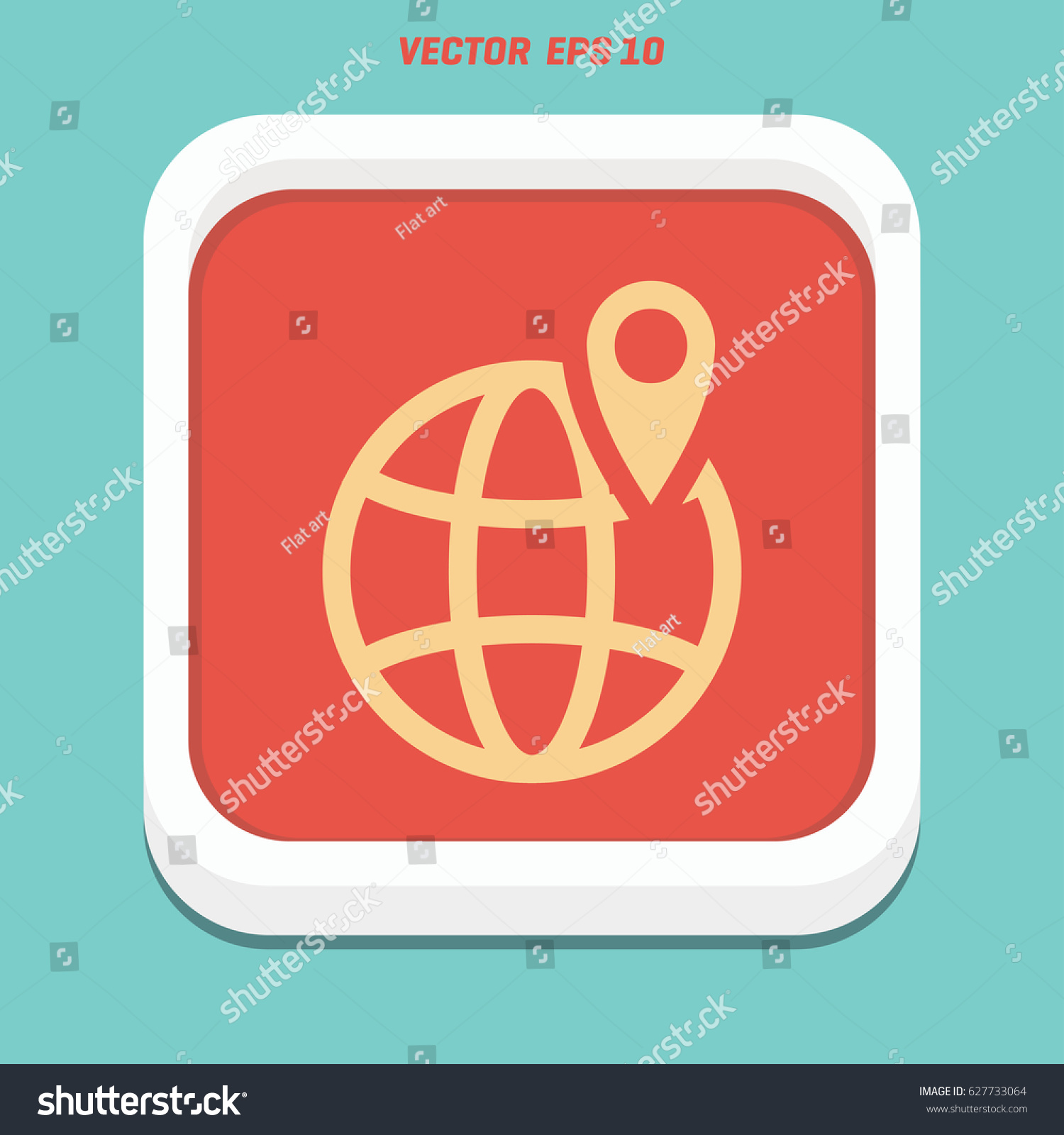 Globe Map Icon Stock Vector (Royalty Free) 627733064