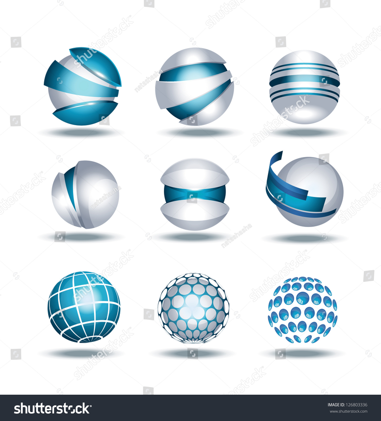 Globe Sphere 3d Icons Set Vector Stock Vector (Royalty Free) 126803336
