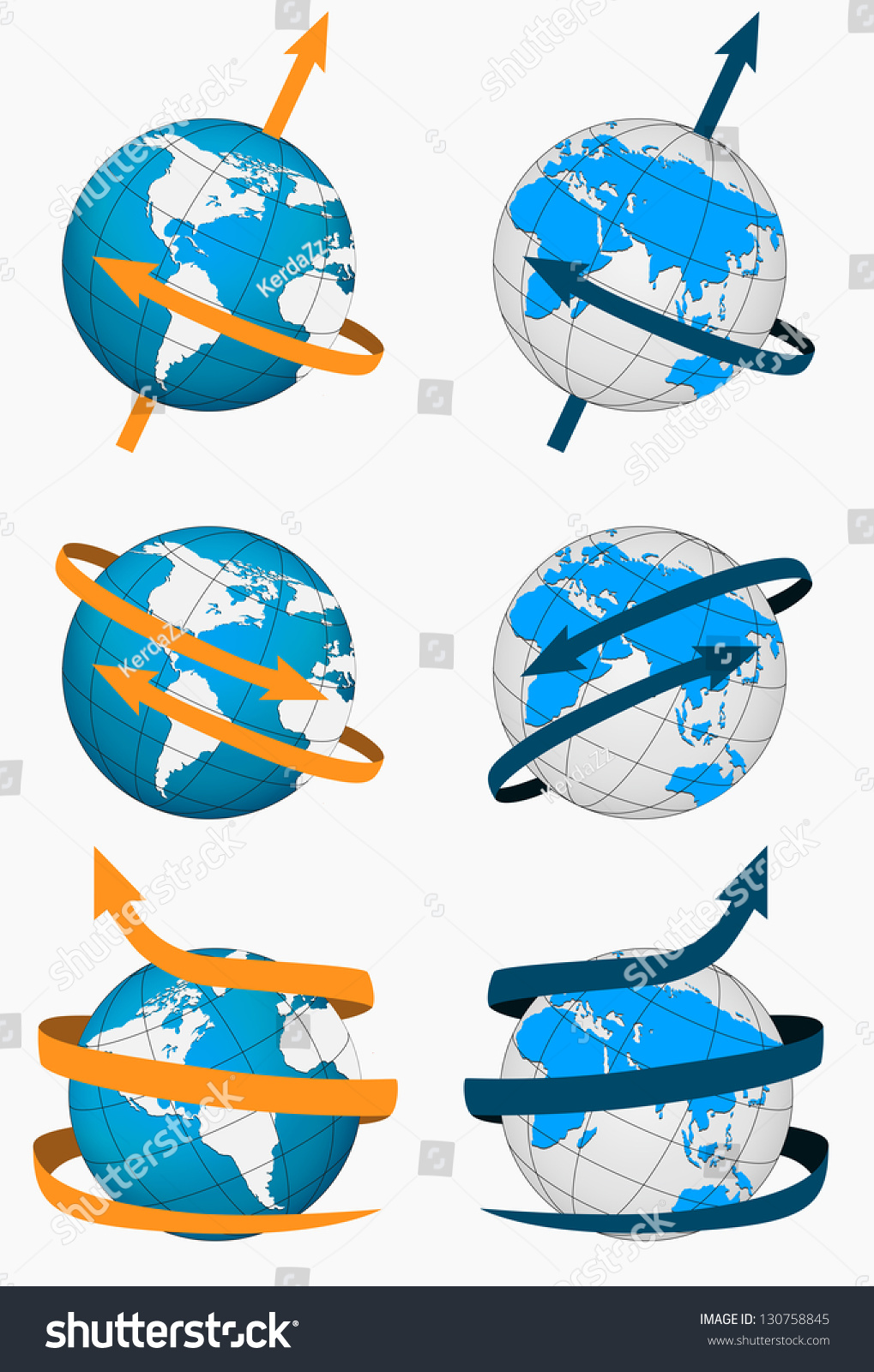 Globe Curved Arrows Stock Vector (Royalty Free) 130758845