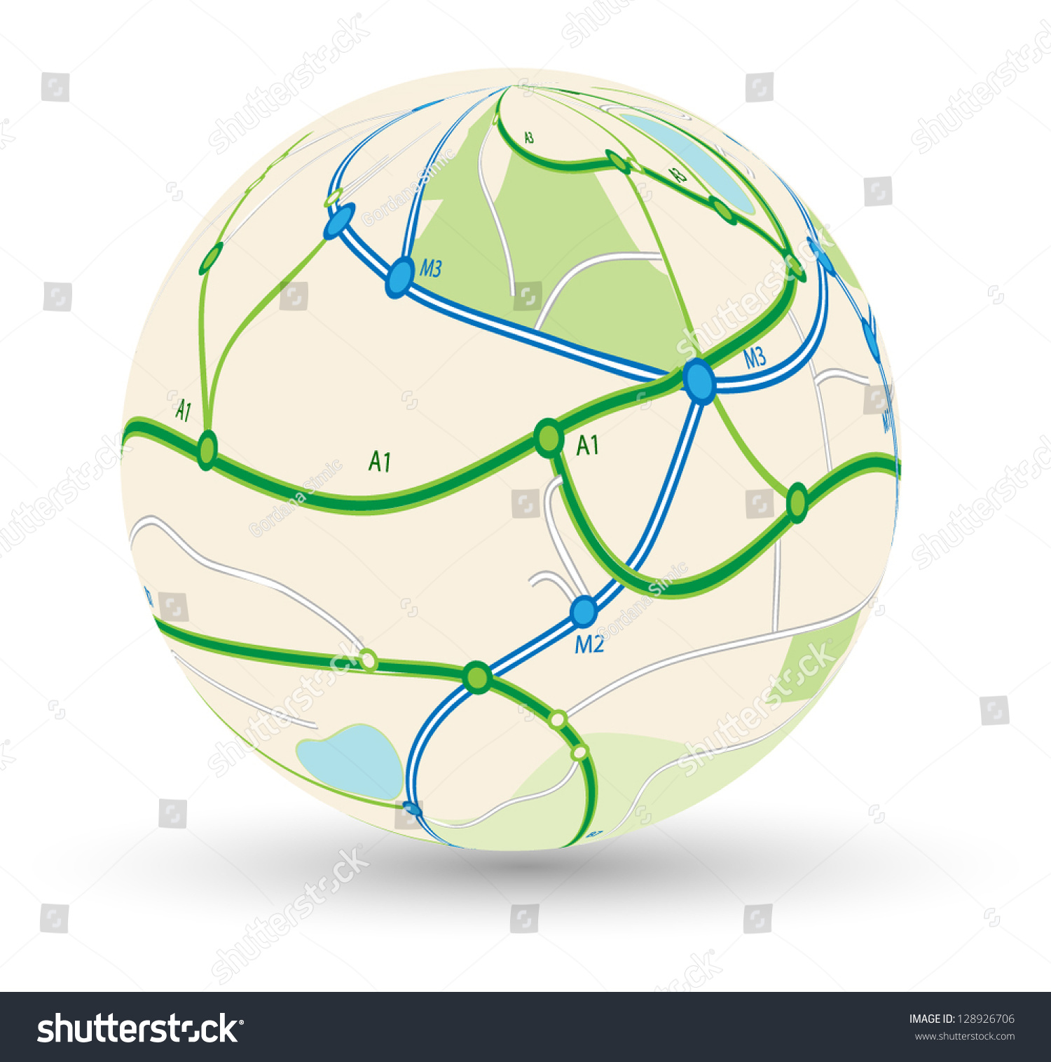 Globe Road Map Stock Vector (Royalty Free) 128926706