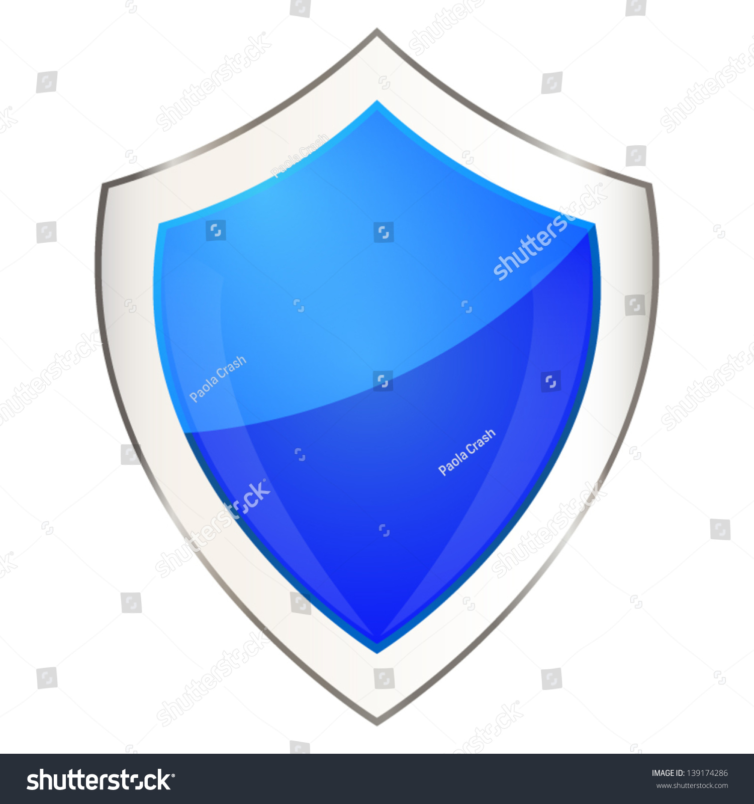 Glossy Blue Shield Stock Vector 139174286 : Shutterstock