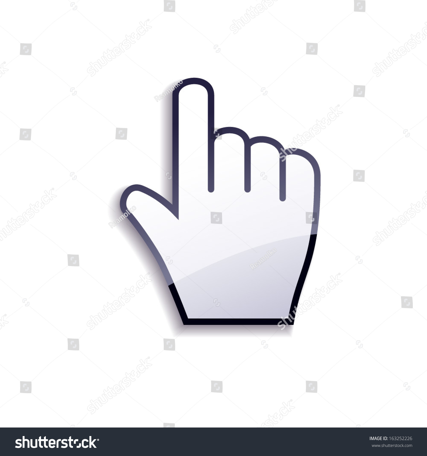 Glossy Cursor Hand Isolated On White Stock Vector (Royalty Free) 163252226