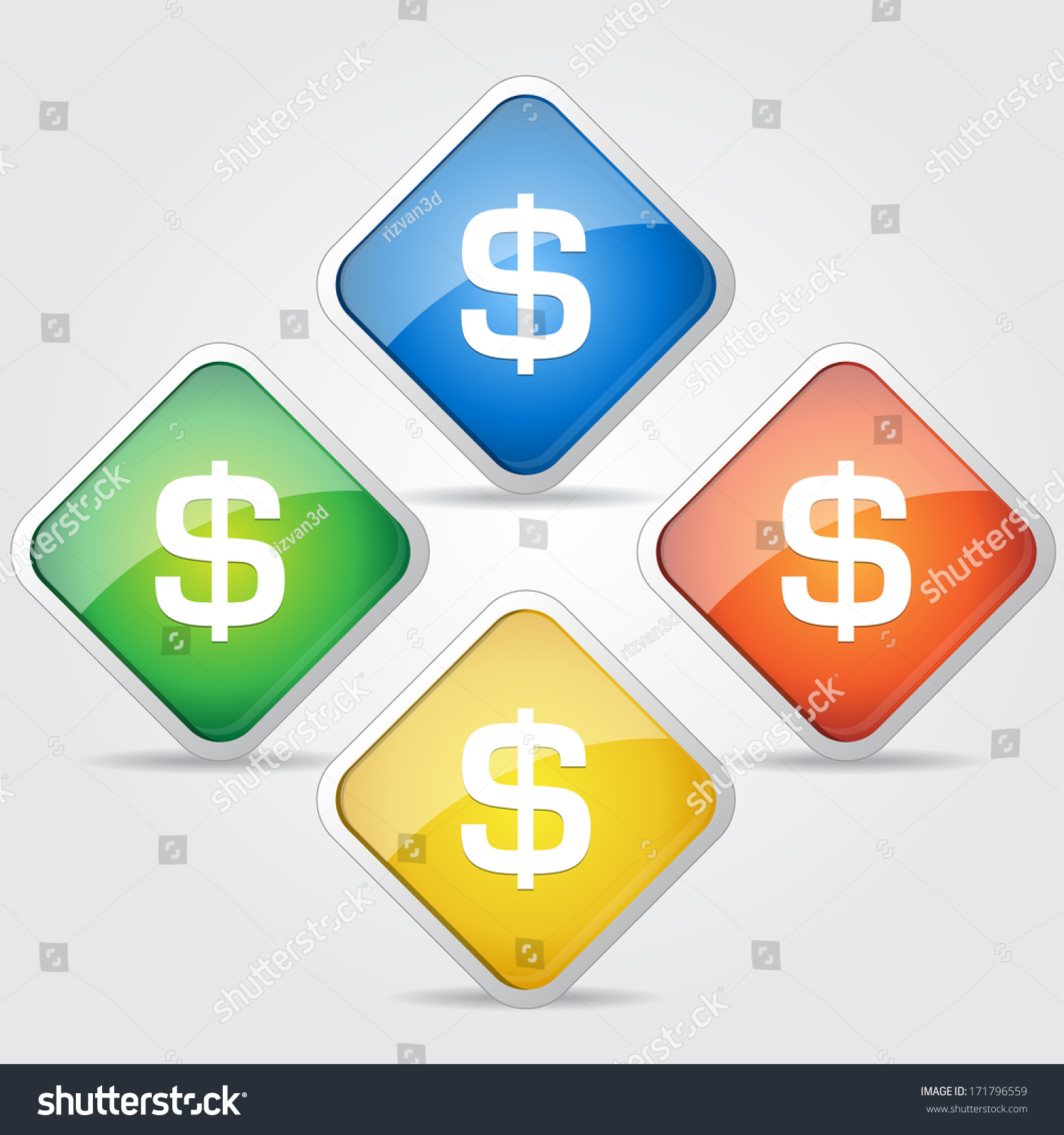 Glossy Dollar Button Icon Stock Vector (Royalty Free) 171796559 ...