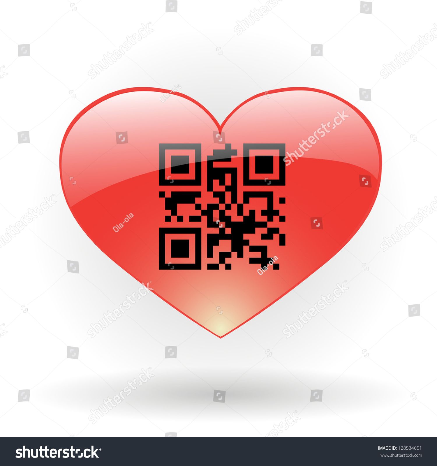 Glossy Heart Qr Code Incide: vector de stock (libre de regalías ...