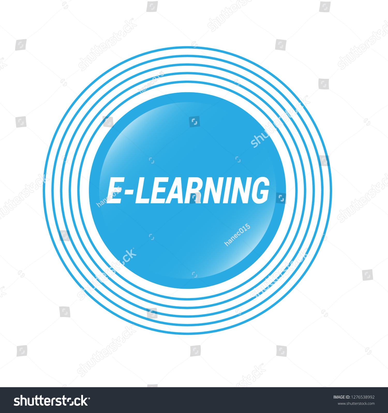 Glossy Round Button Text Elearning Inside Stock Vector (Royalty Free ...