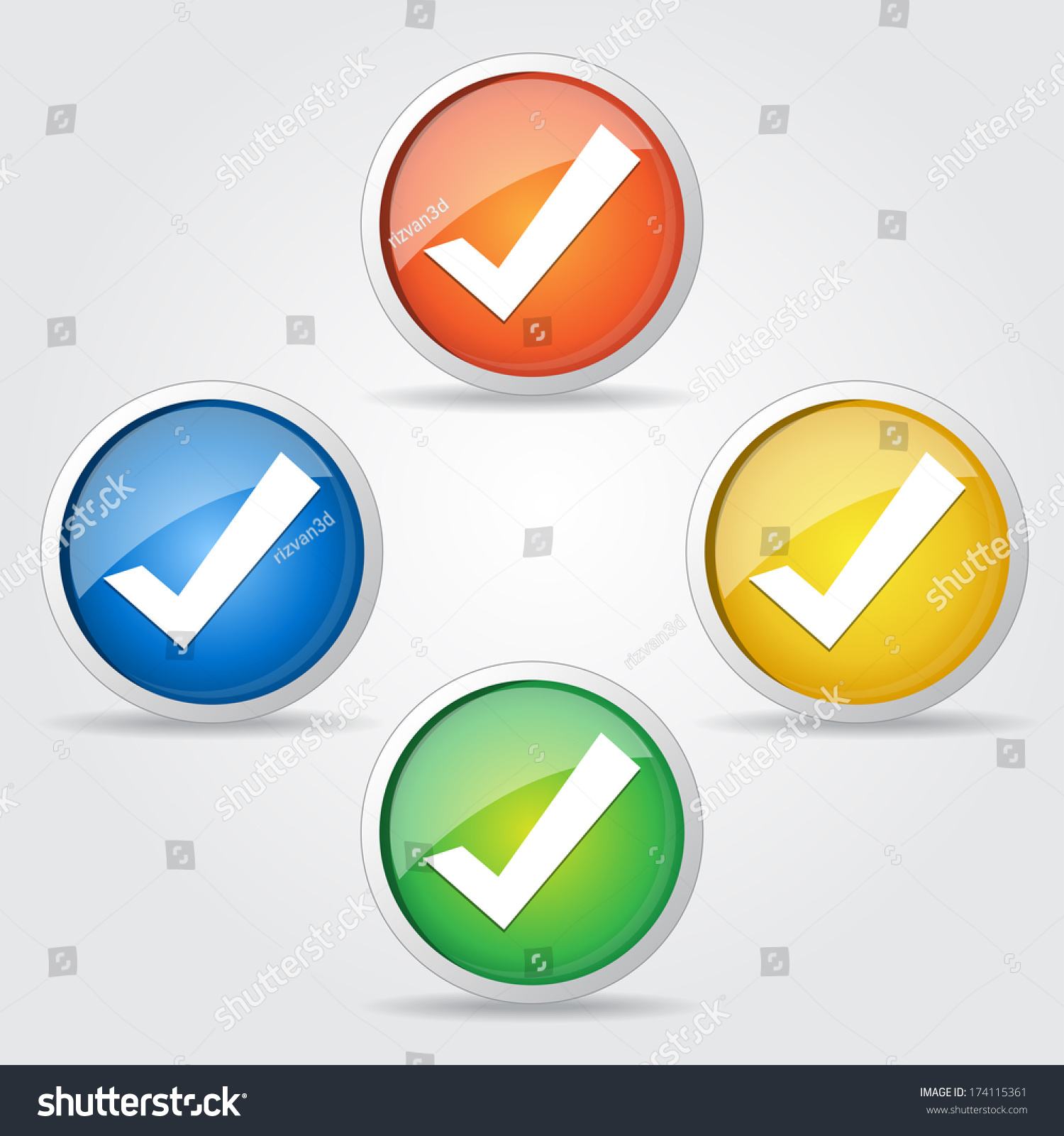 Glossy Tick Mark Button Icon Stock Vector (Royalty Free) 174115361 ...