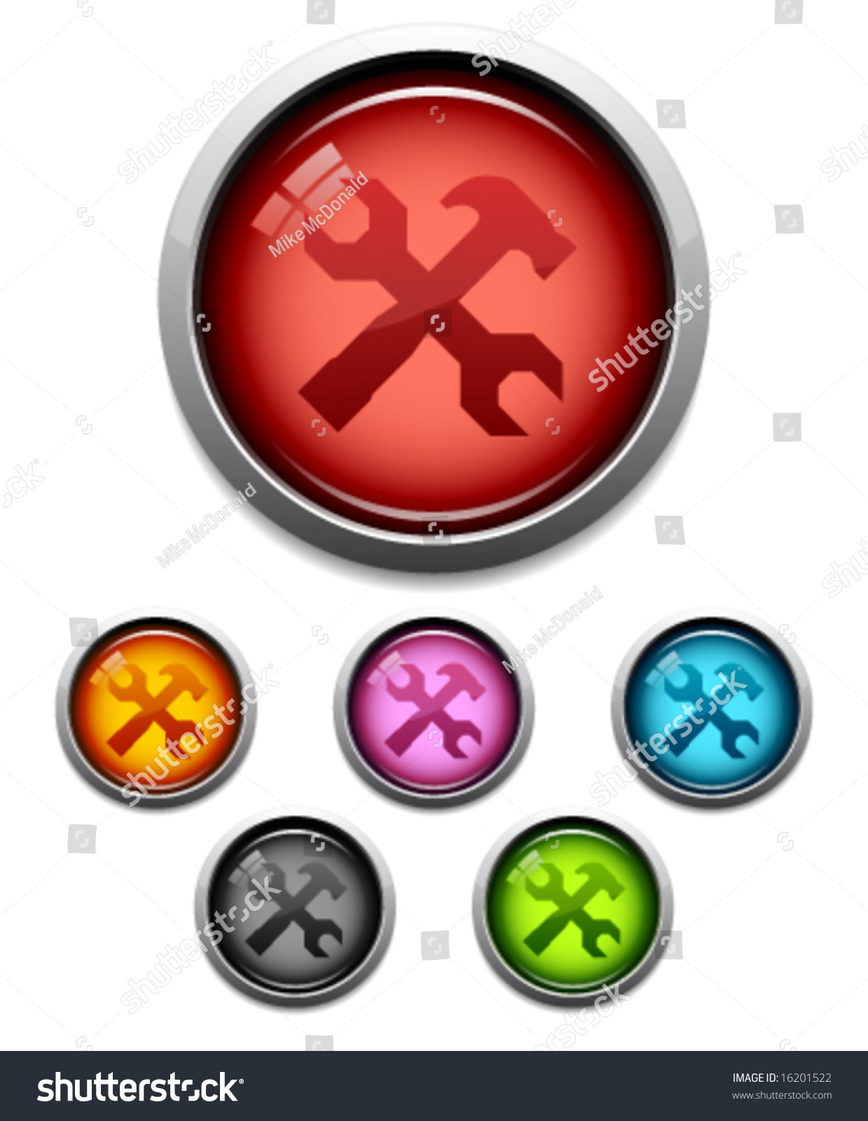 Glossy Tool Button Icon Set 6 Stock Vector (Royalty Free) 16201522 ...