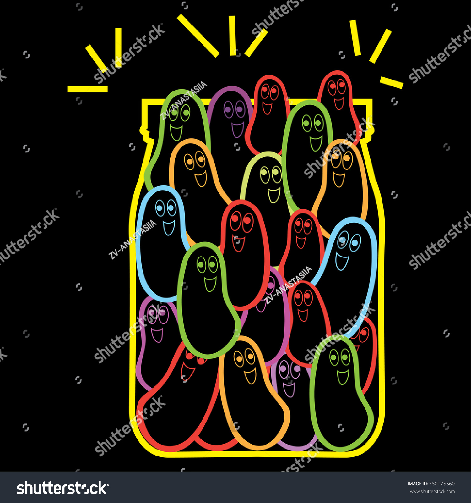 Glowing Beans Jar Vector Illustration Stock Vector (Royalty Free ...