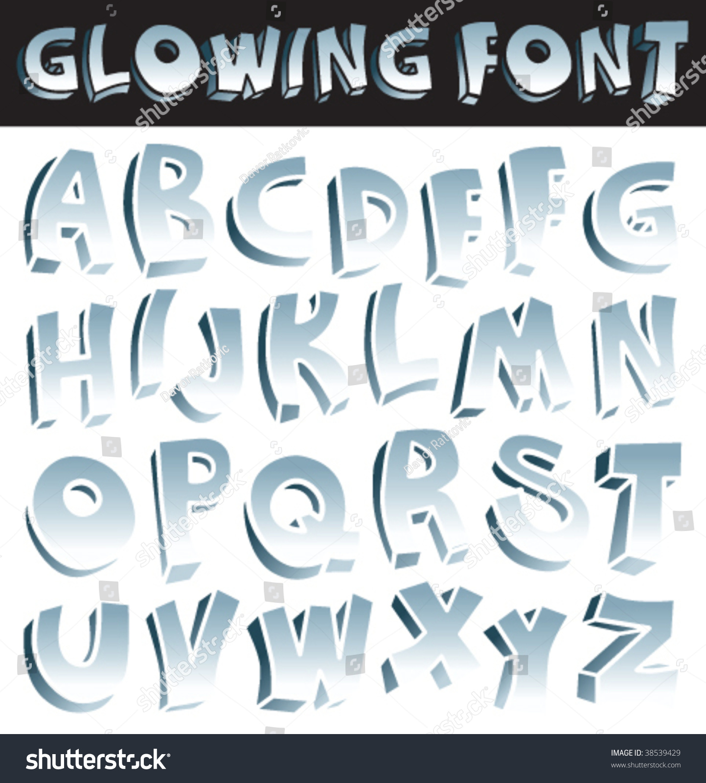 Glowing Font Vector Illustration: vector de stock (libre de regalías ...