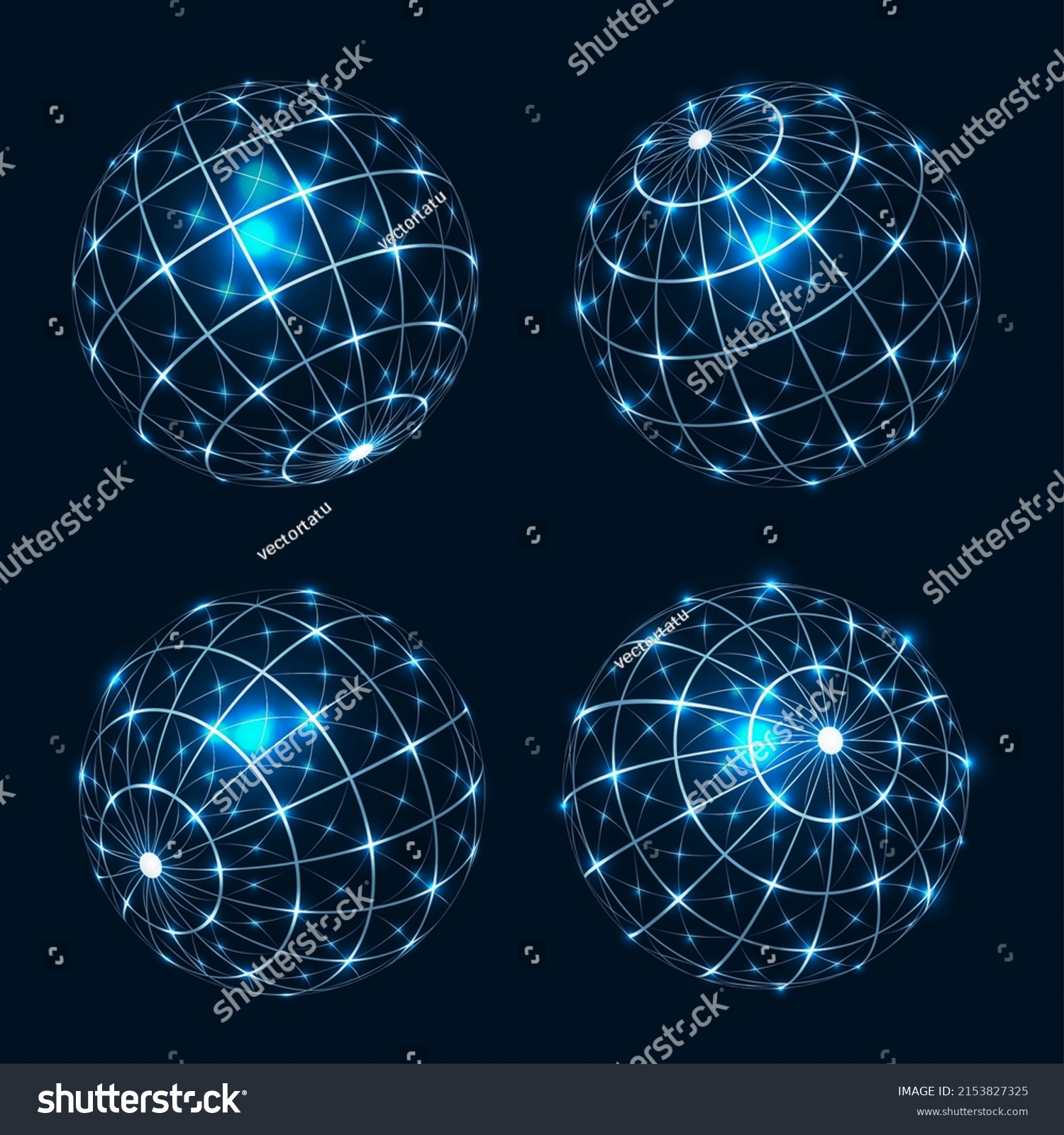 Glowing Globe Wireframes Sparky Ball Frames Stock Vector (Royalty Free ...