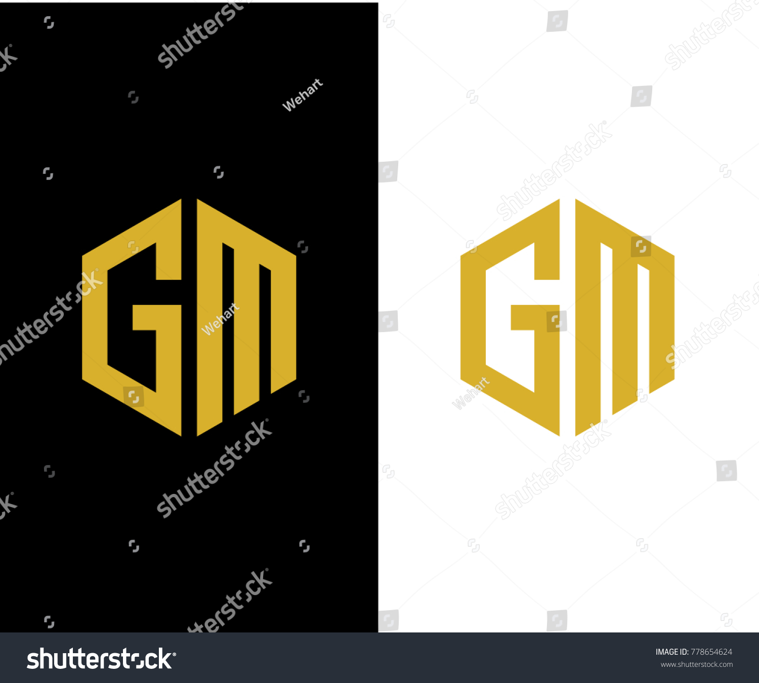 Gm Initial Hexagon Icon Letter Logo Stock Vector (Royalty Free) 778654624