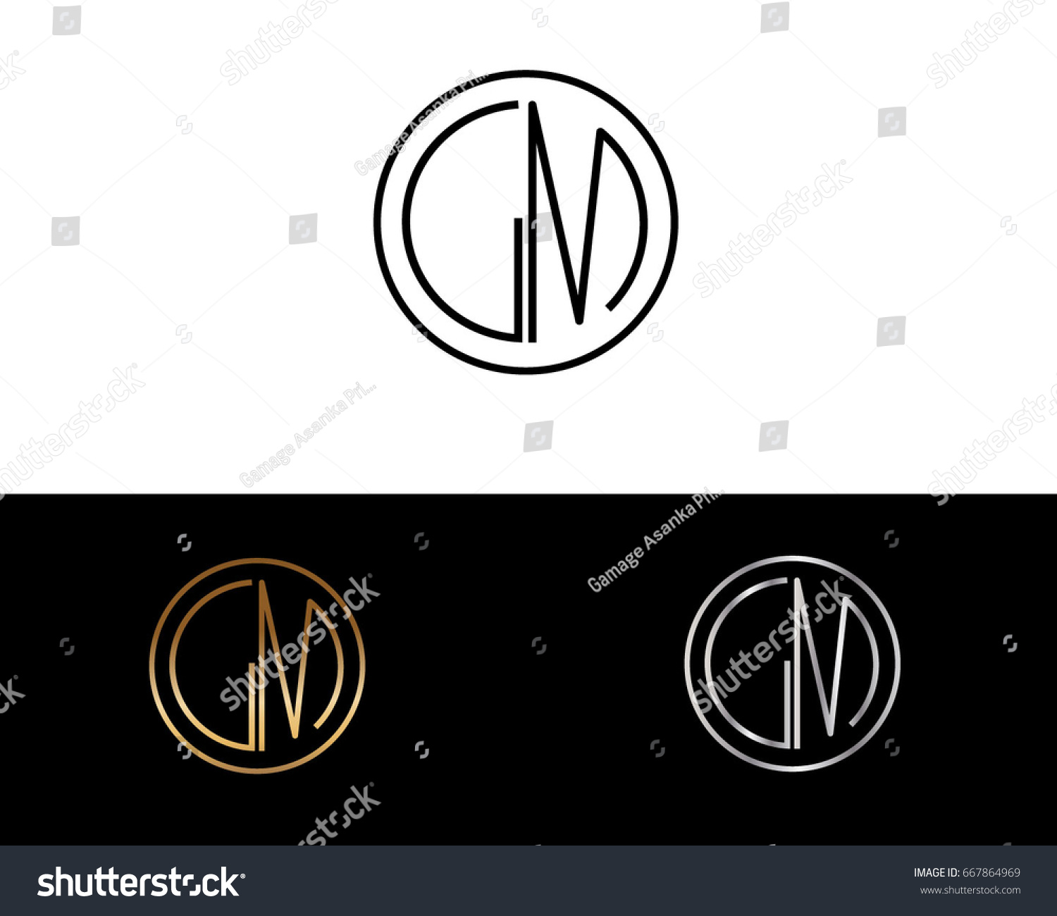 Gm Round Circle Shape Initial Letter Stock Vector (Royalty Free) 667864969
