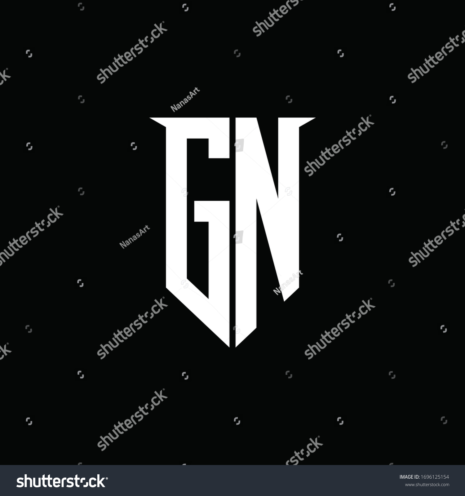 Gn Logo Monogram Emblem Shield Style Stock Vector (Royalty Free) 1696125154