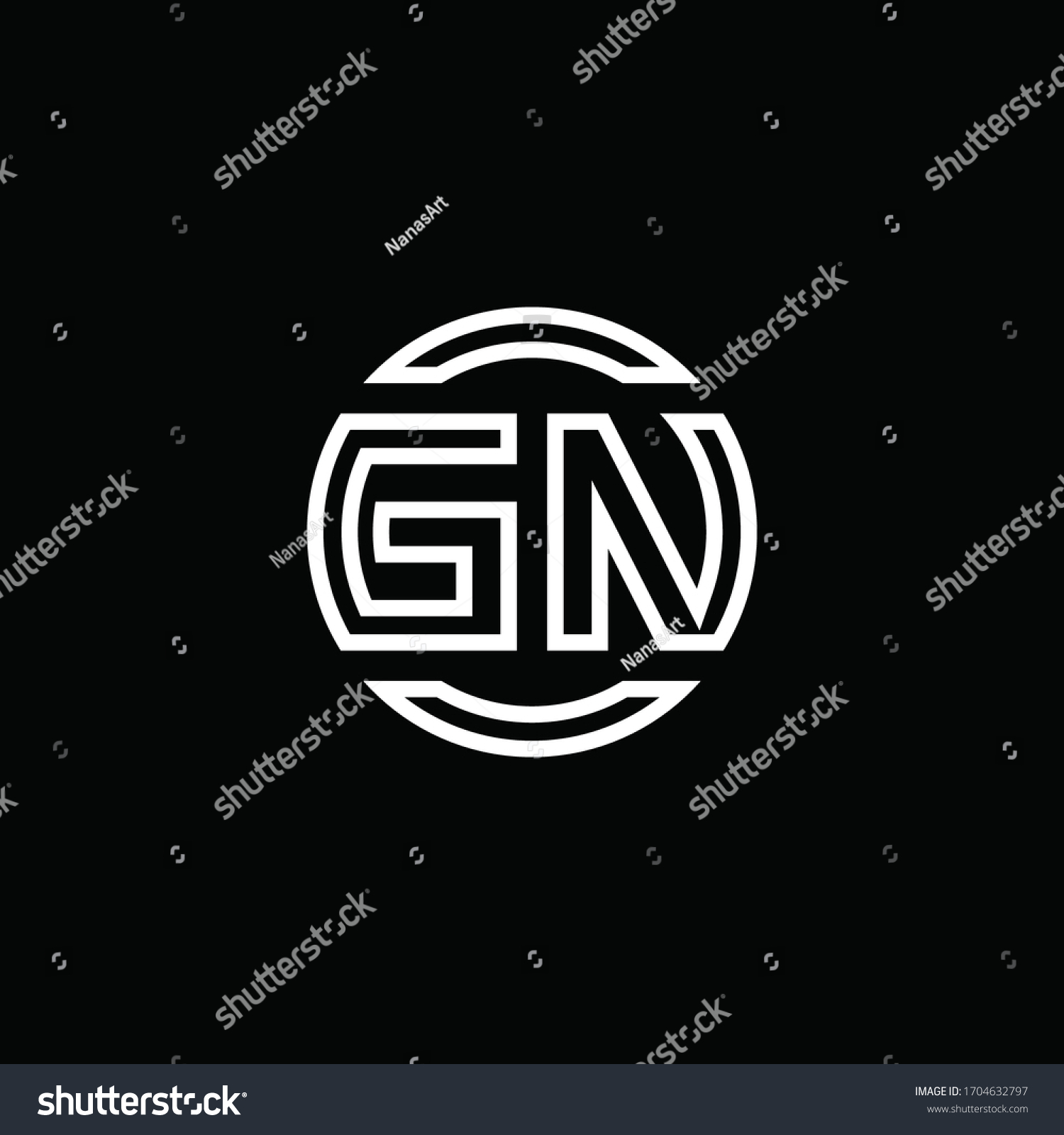 Monograma del logotipo GN con espacio: vector de stock (libre de ...