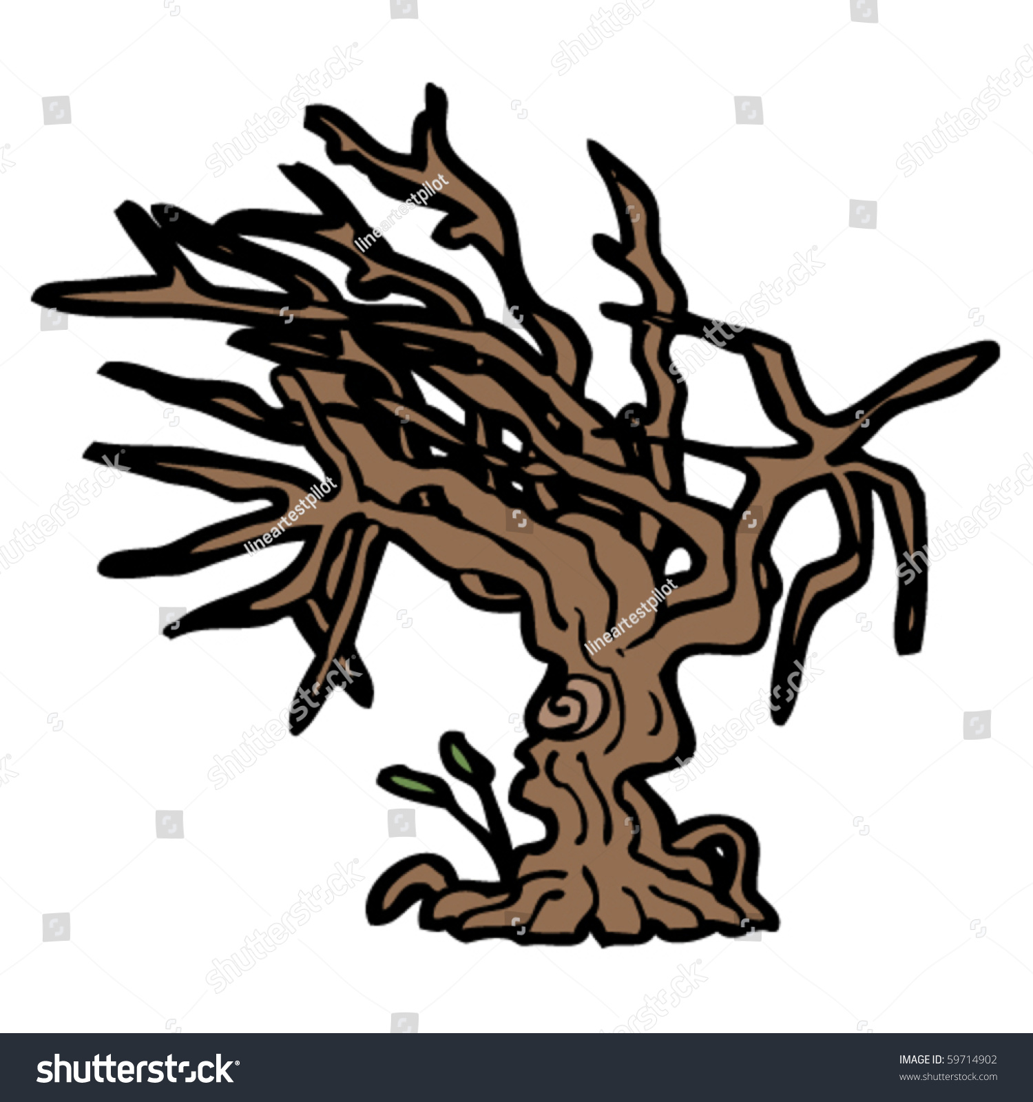 Gnarly Old Tree Cartoon Stock Vector Illustration 59714902 : Shutterstock