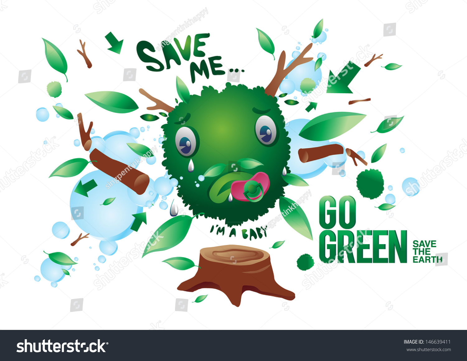 Go Green Save Tree Poster Stock Vector (Royalty Free) 146639411