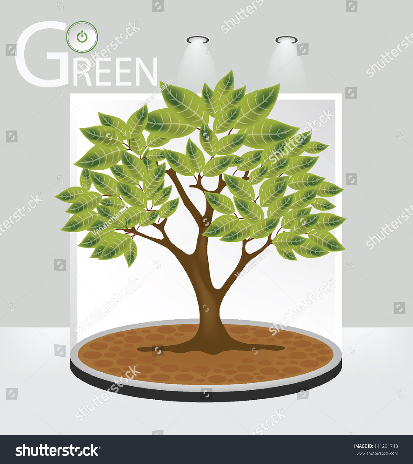 Go Green Tree Creative White Backdrop Stock Vector (Royalty Free) 141291748