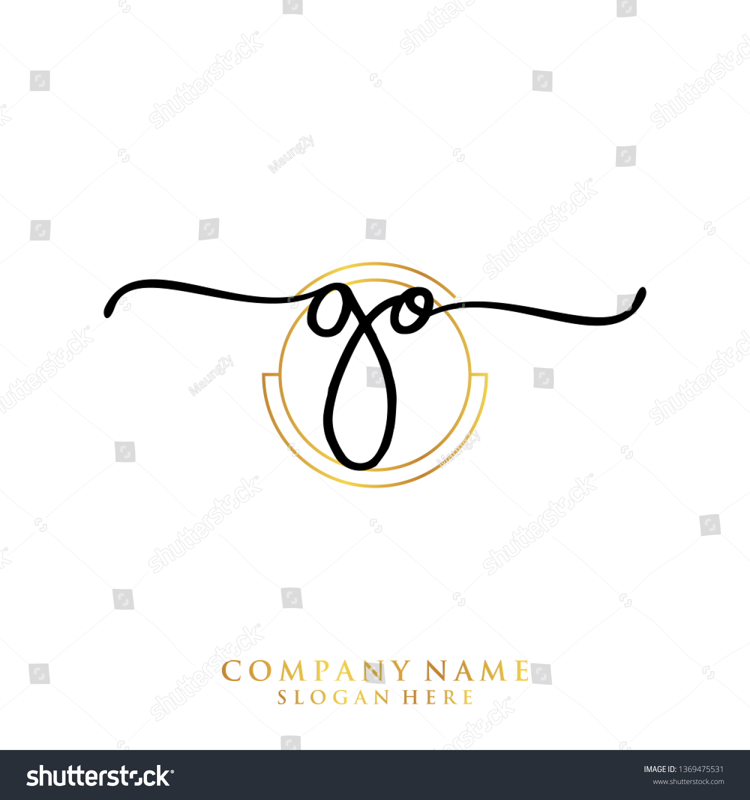 Go Initial Handwriting Logo Template Stock Vector (Royalty Free ...