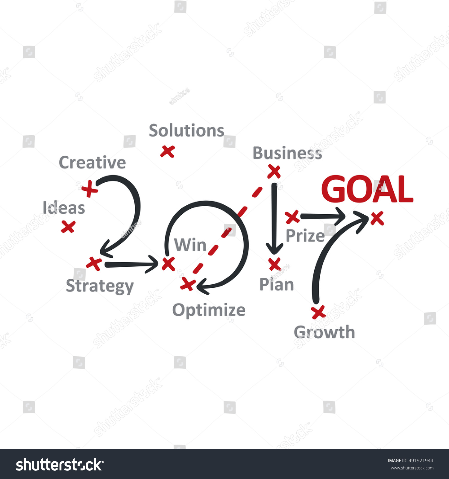 Goal 2017 Red Marks White Background Stock Vector (Royalty Free ...