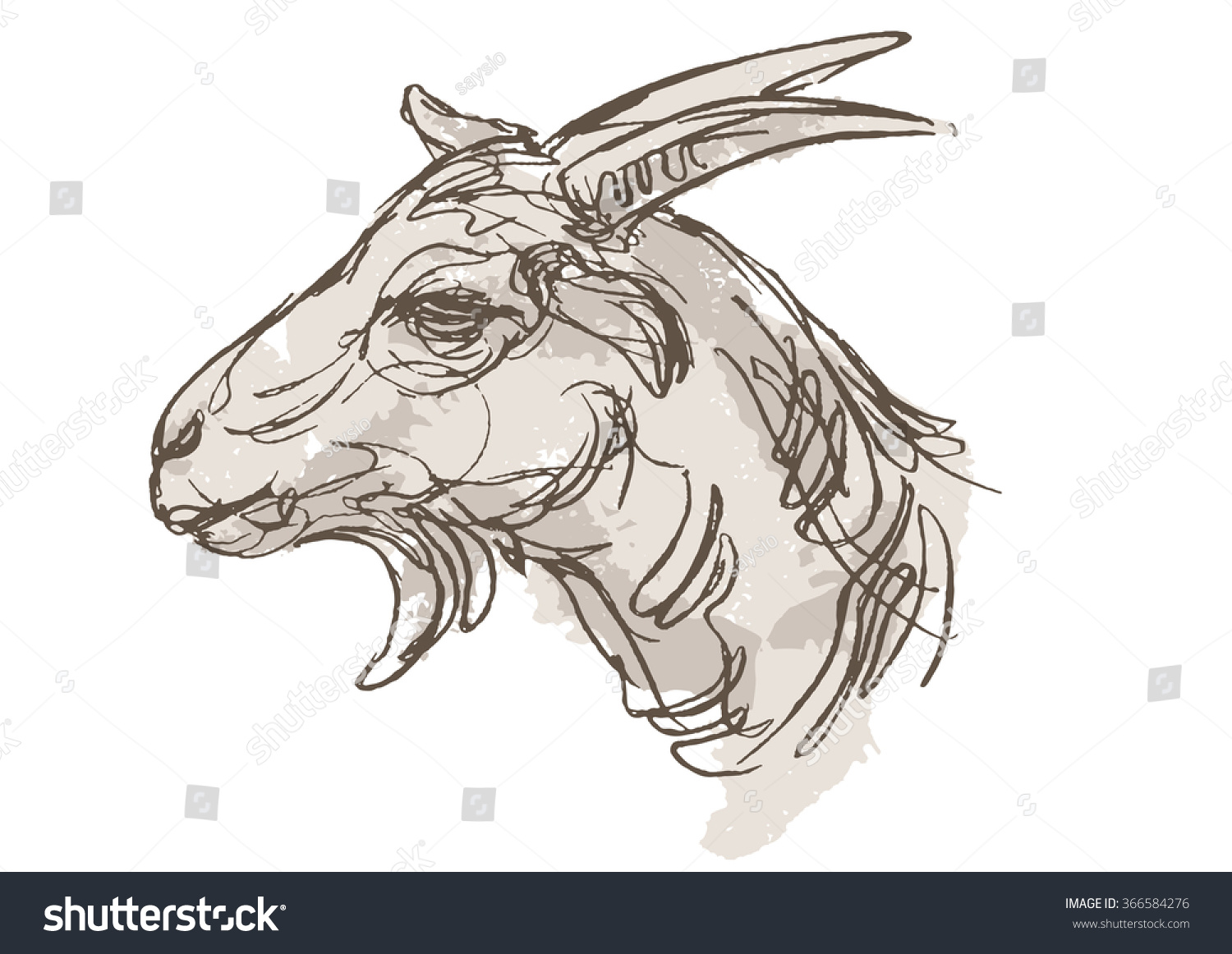 Goat Hand Draw Sketch Vector: vector de stock (libre de regalías ...