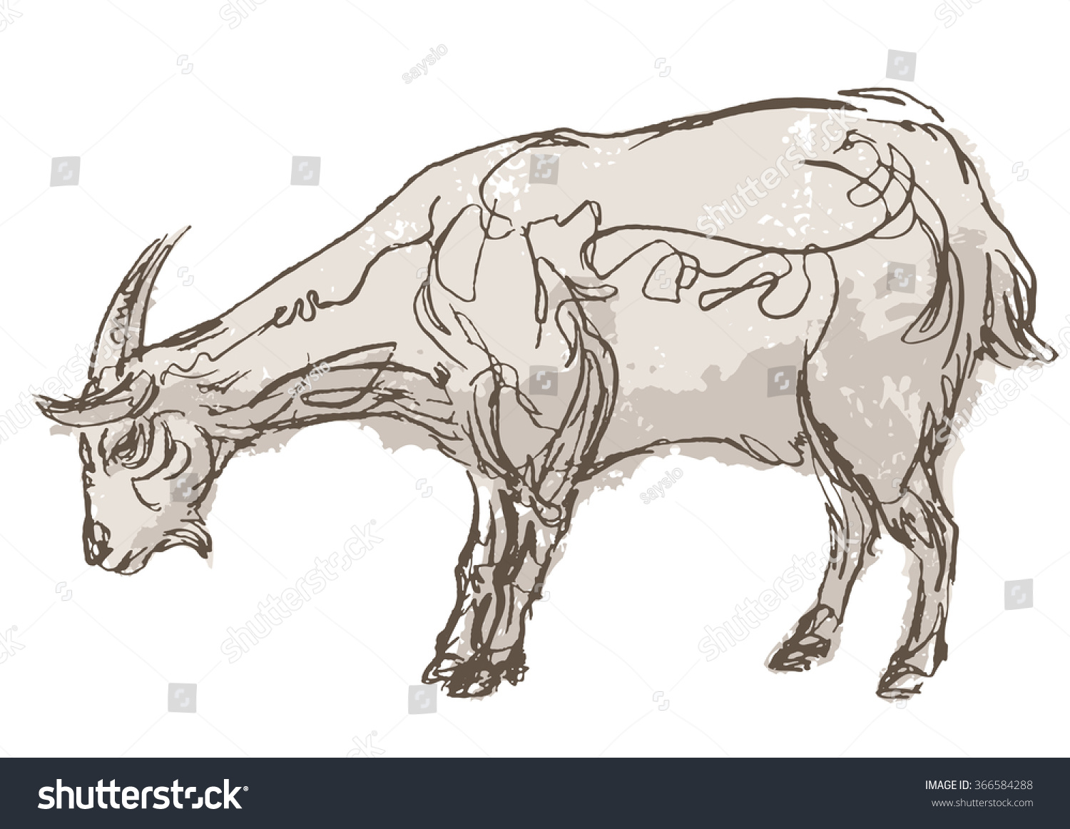 Goat Hand Draw Sketch Vector Stock Vector (Royalty Free) 366584288
