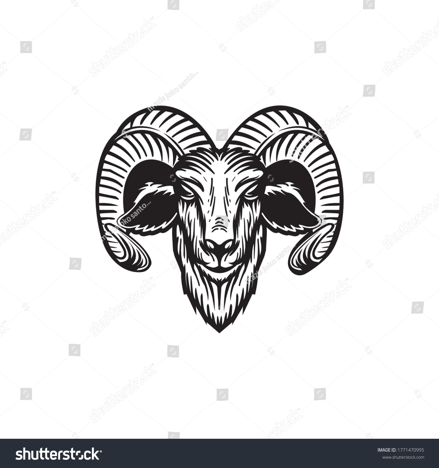 Goat Head Logo Design Concept Stock Vector (Royalty Free) 1771470995 ...