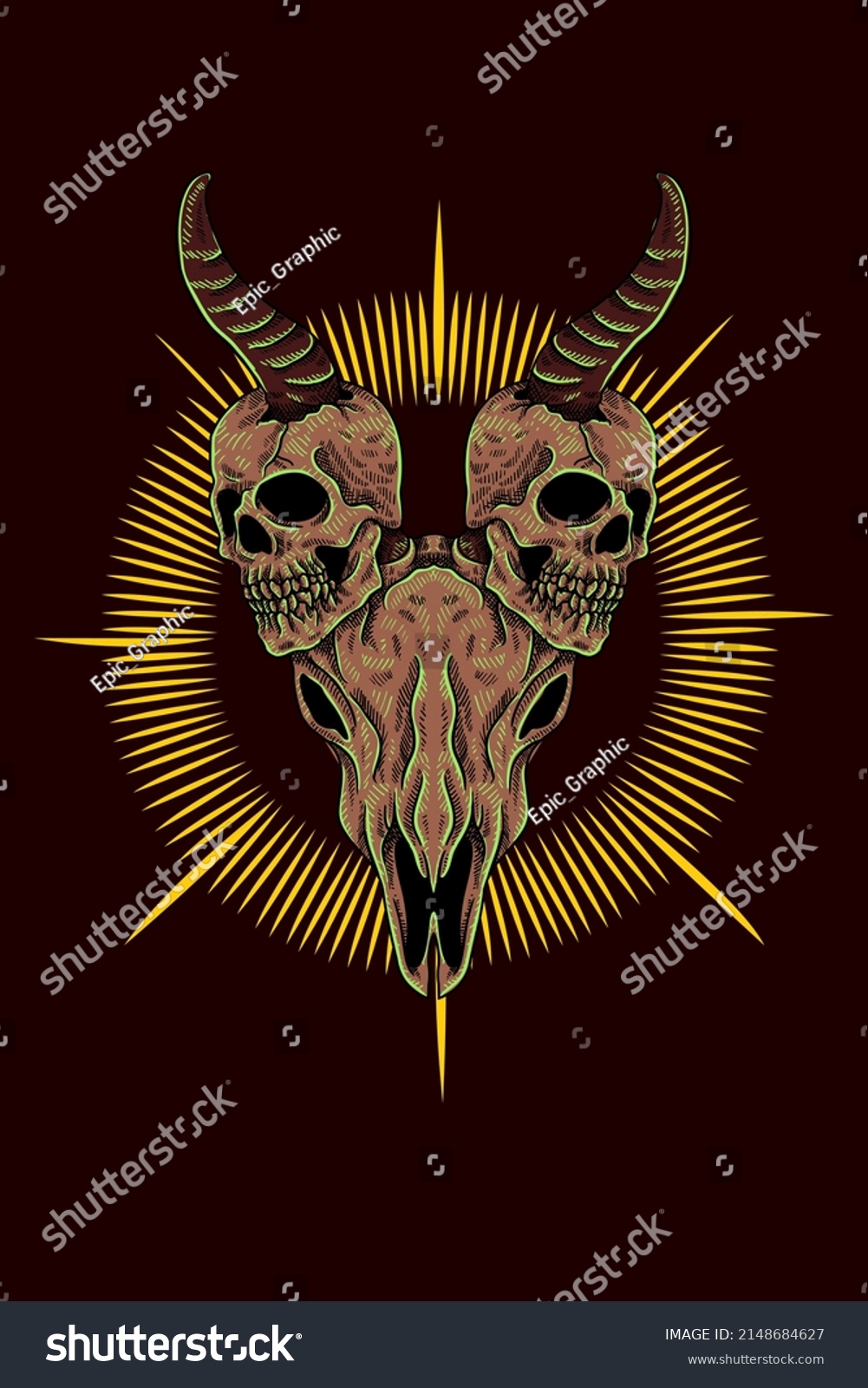 Goat Head Skull Vector Illustration Stock Vector (Royalty Free ...