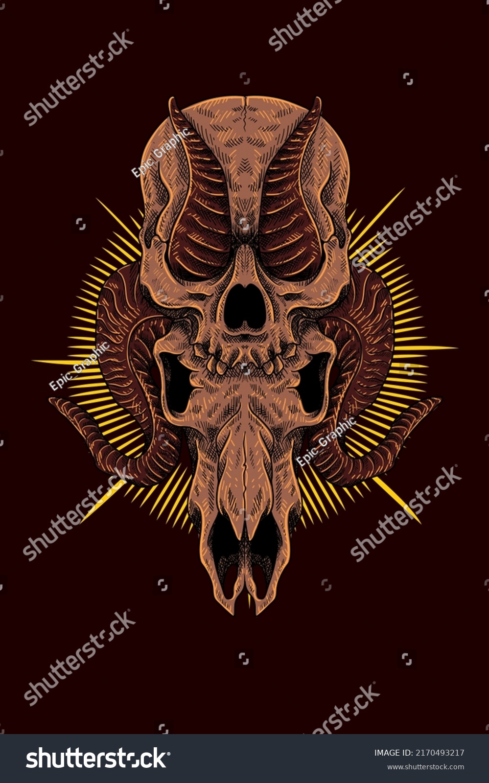 Goat Head Skull Vector Illustration Stock Vector (Royalty Free ...