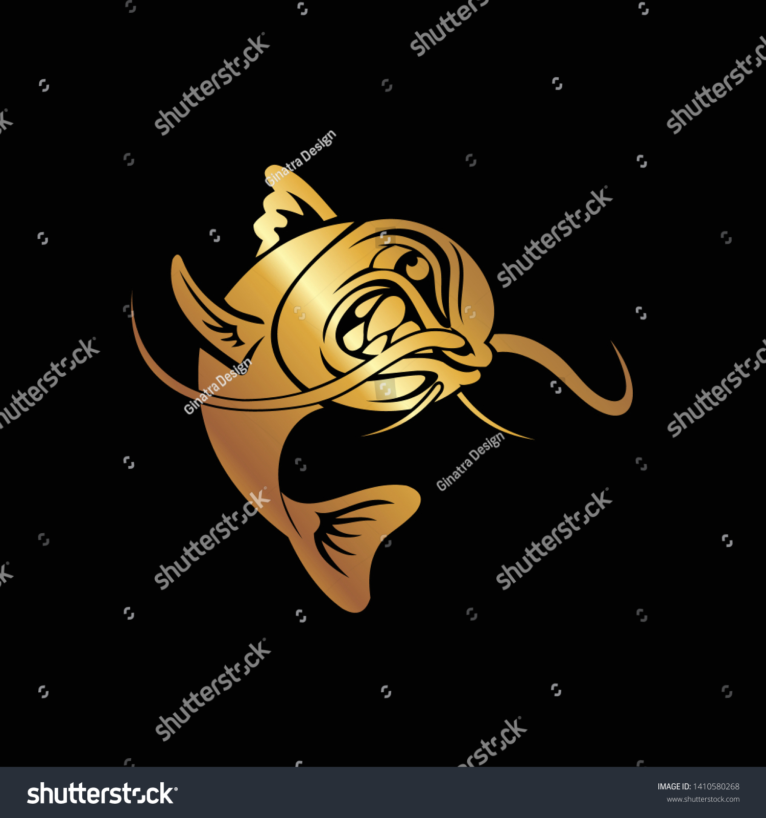 Gold Angry Catfish Logo Vector : image vectorielle de stock (libre de ...