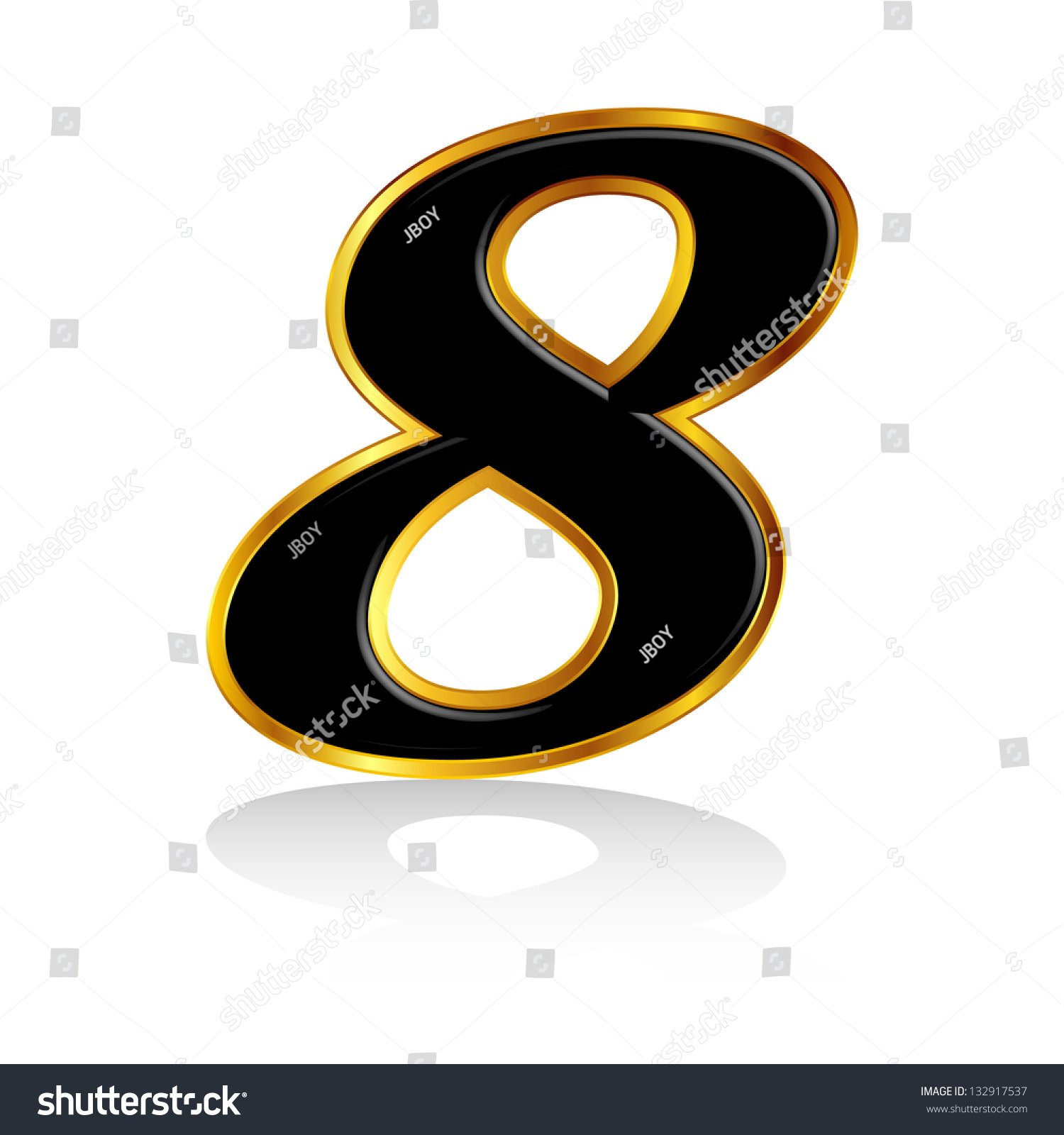 Gold Black Number 8 Stock Vector (Royalty Free) 132917537