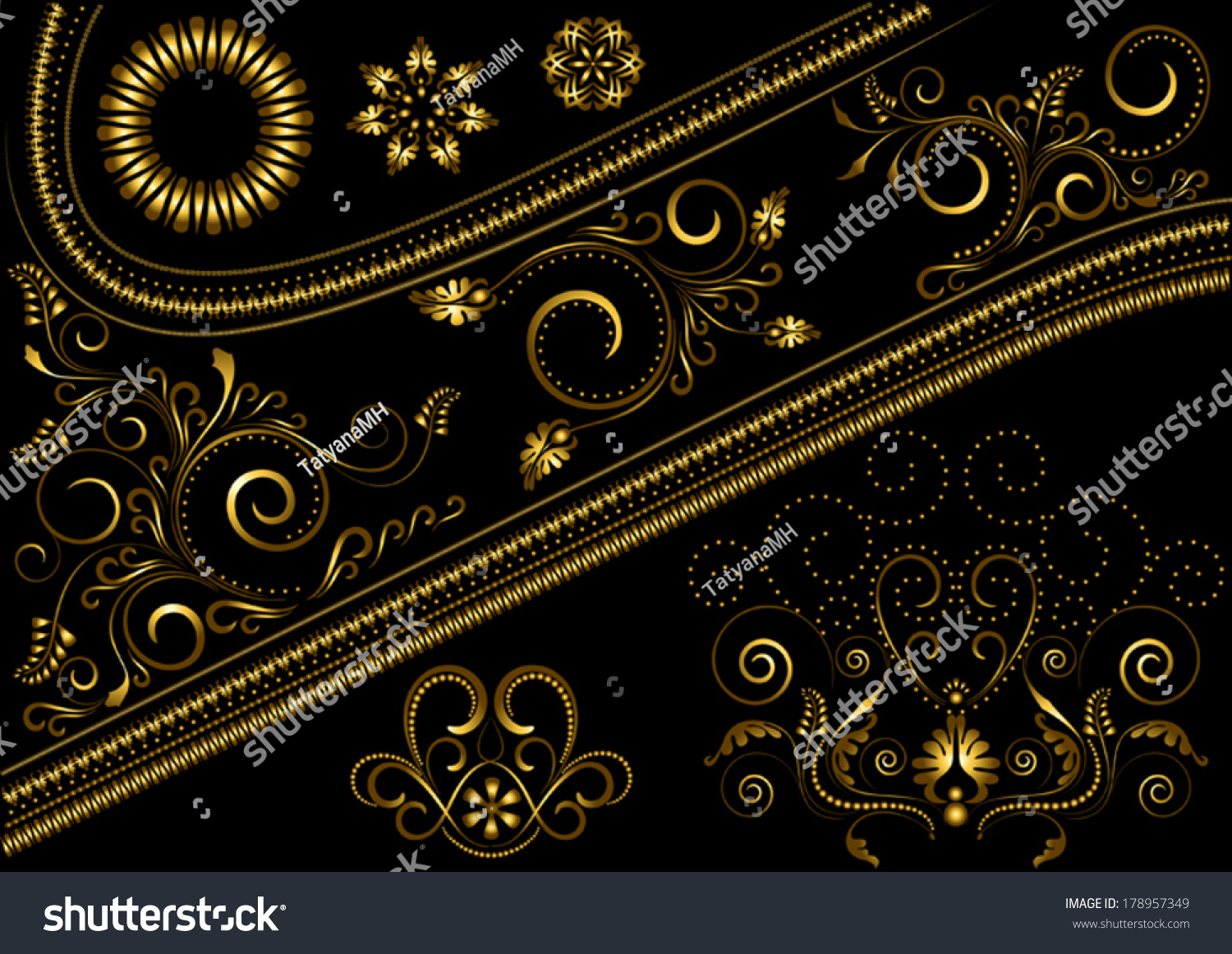 Gold Border Pattern Details Design Stock Vector (Royalty Free ...