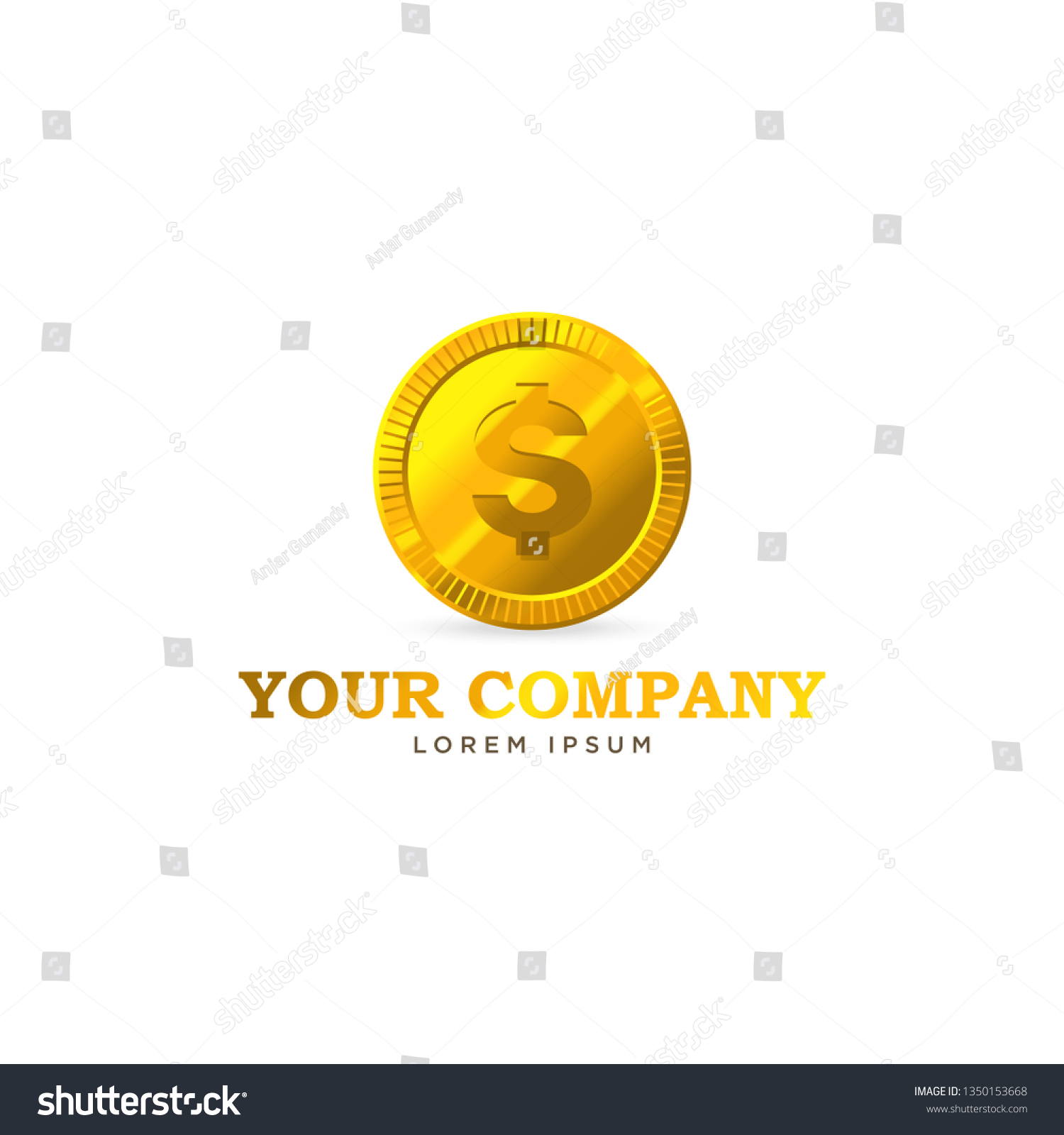 Gold Coin Logo Template Stock Vector (Royalty Free) 1350153668