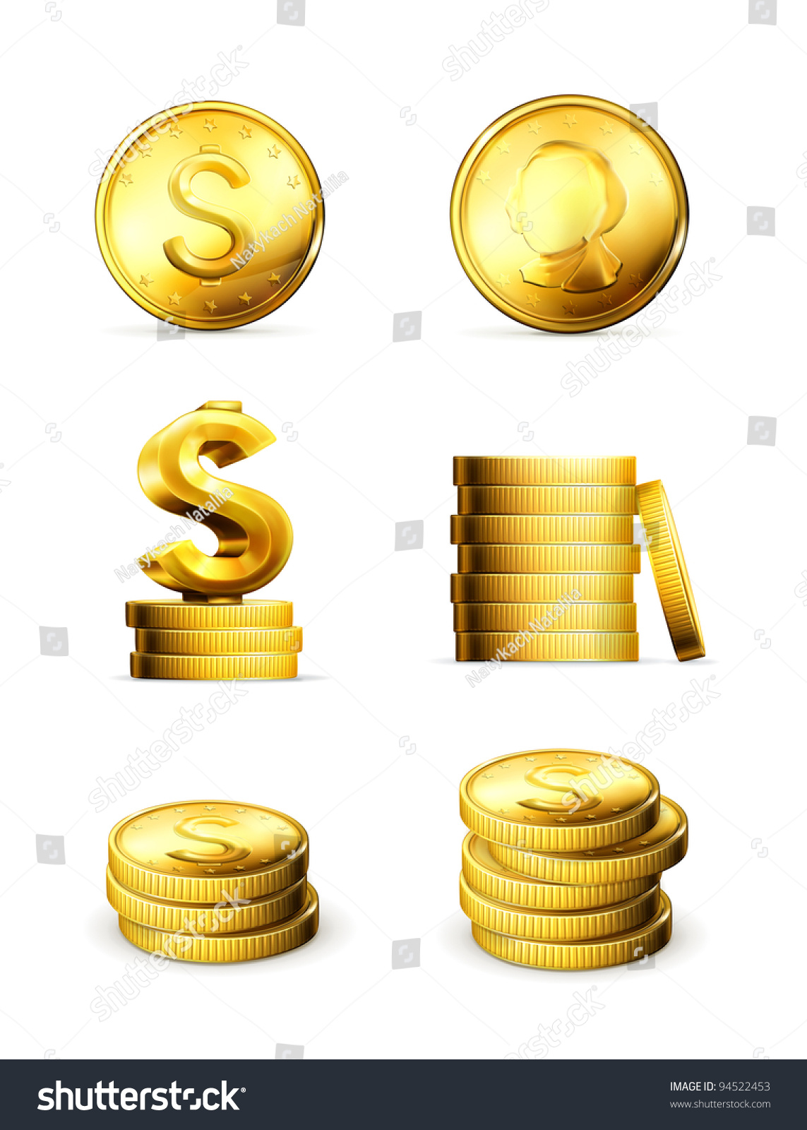 Gold Coins Vector Set Stock Vector (Royalty Free) 94522453