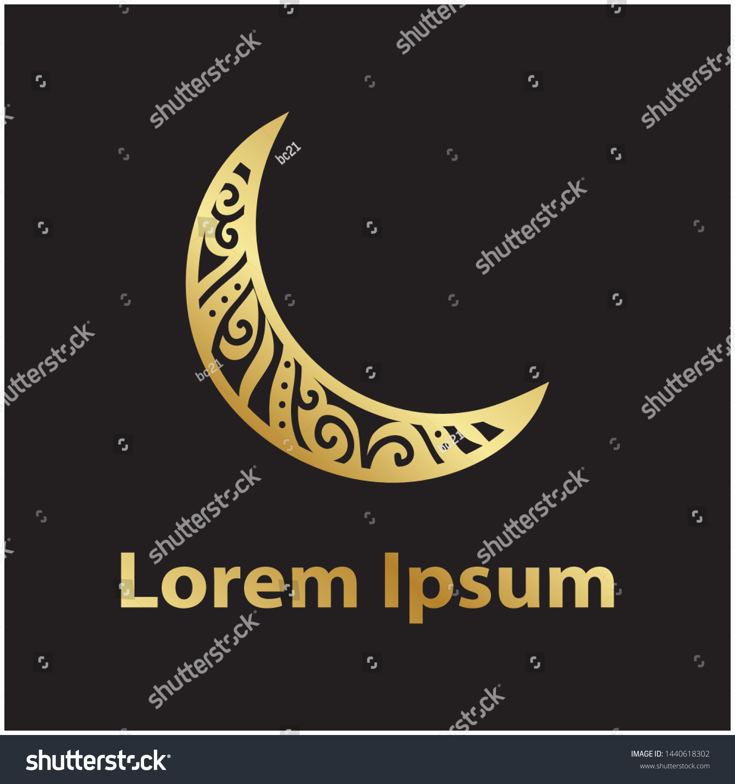 Gold Crescent Moon Logo Template Stock Vector (Royalty Free) 1440618302