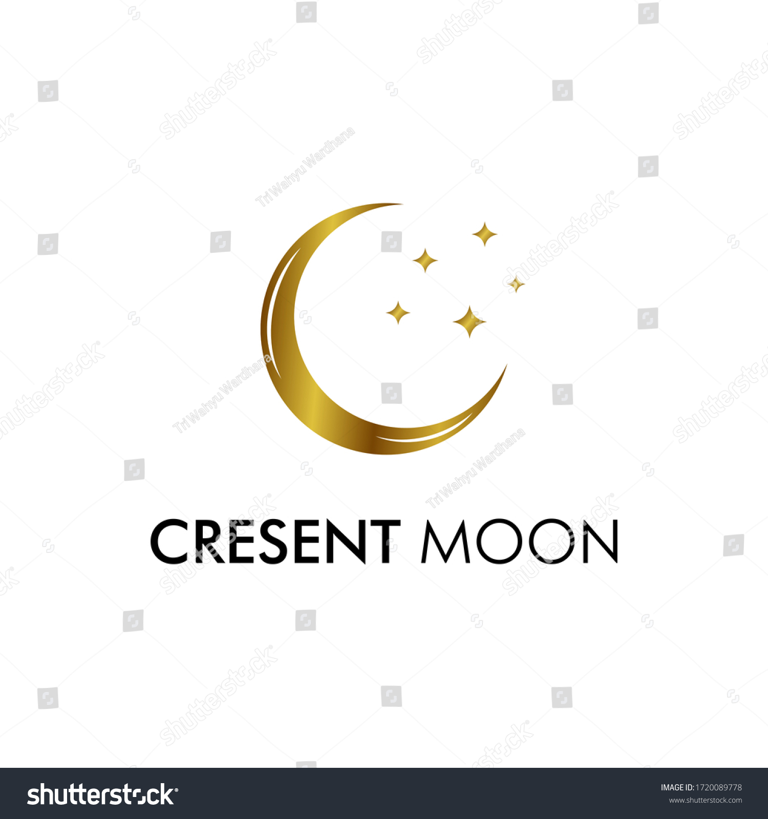 Gold Cresent Moon Star Vector Illustration Stock Vector (Royalty Free ...