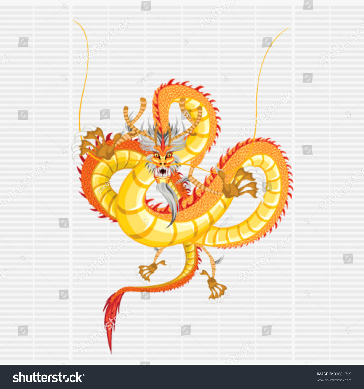 Gold Dragon Vector Illustration Stock Vector (Royalty Free) 93861799