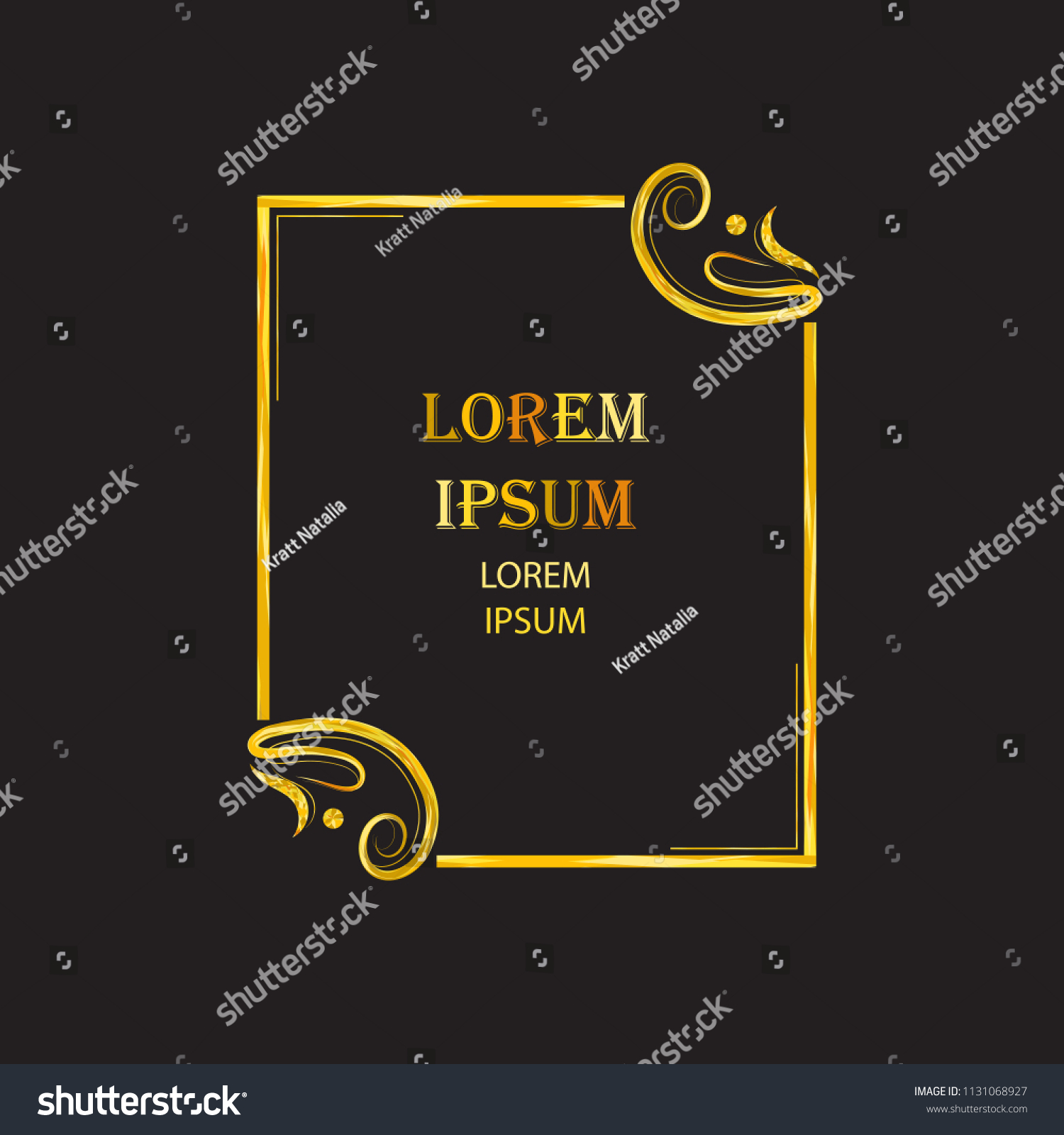 Gold Elegant Frame Doodles Vector Design Stock Vector (Royalty Free ...