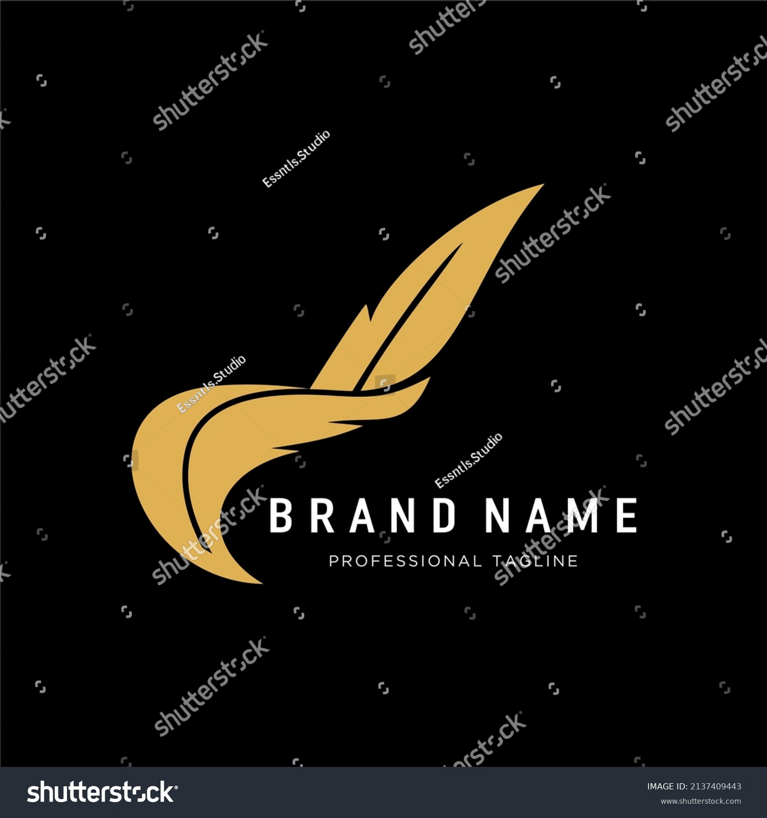 Gold Feather Logo Designs Template Stock Vector (Royalty Free ...