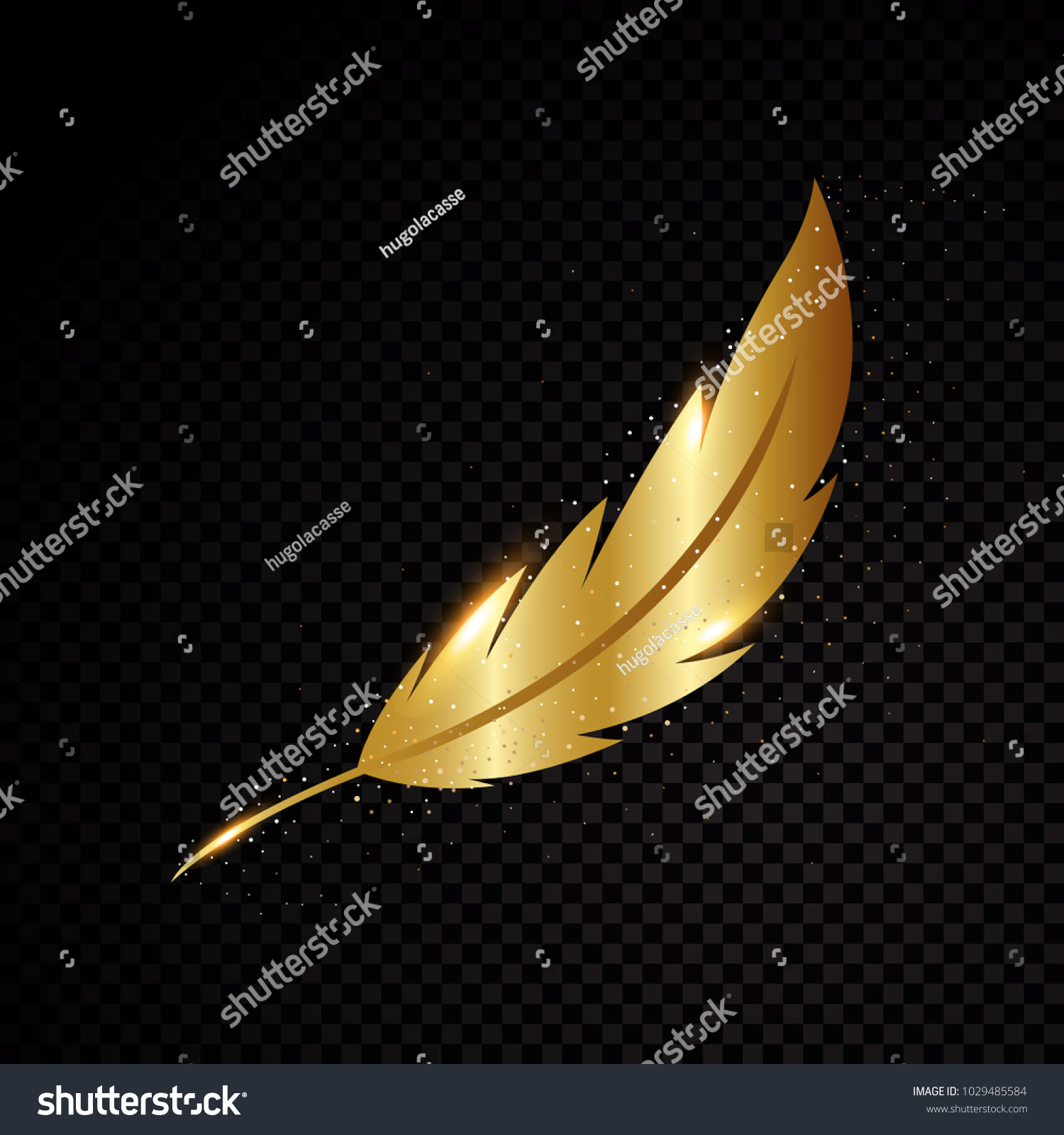 Gold Feather Vector Illustration Stock Vector (Royalty Free) 1029485584