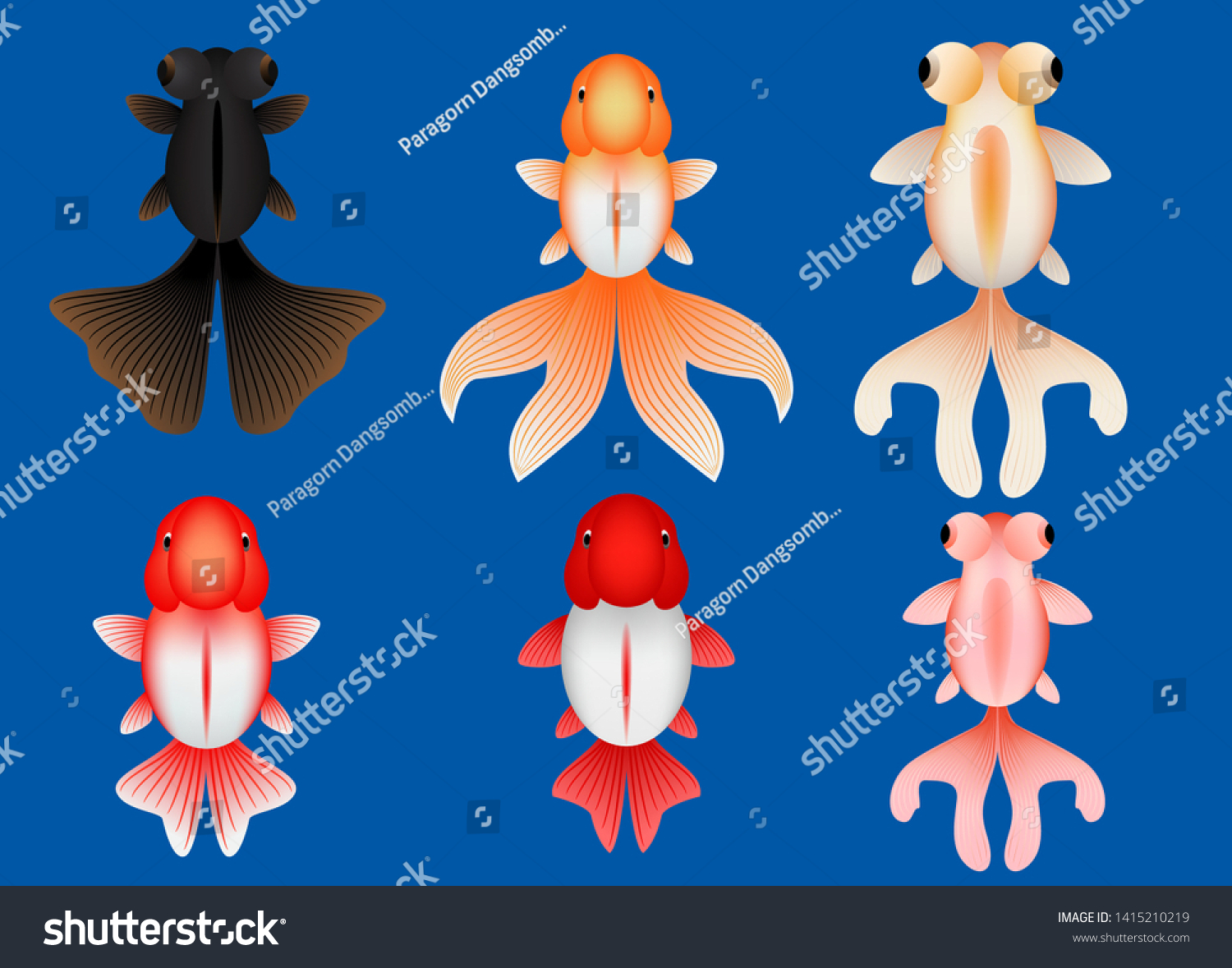 Gold Fish Top View Graphic Vector: vector de stock (libre de regalías ...