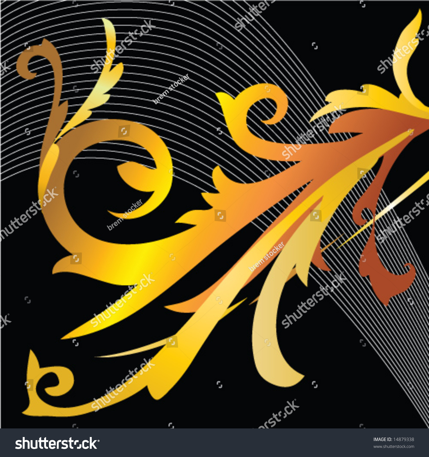 Gold Floral Stock Vector (Royalty Free) 14879338 | Shutterstock