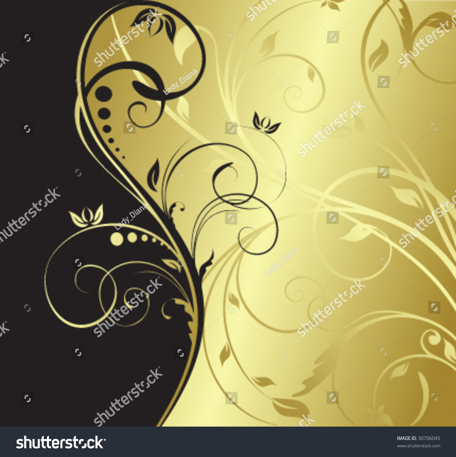 Gold Floral Background Stock Vector (Royalty Free) 30706045 | Shutterstock