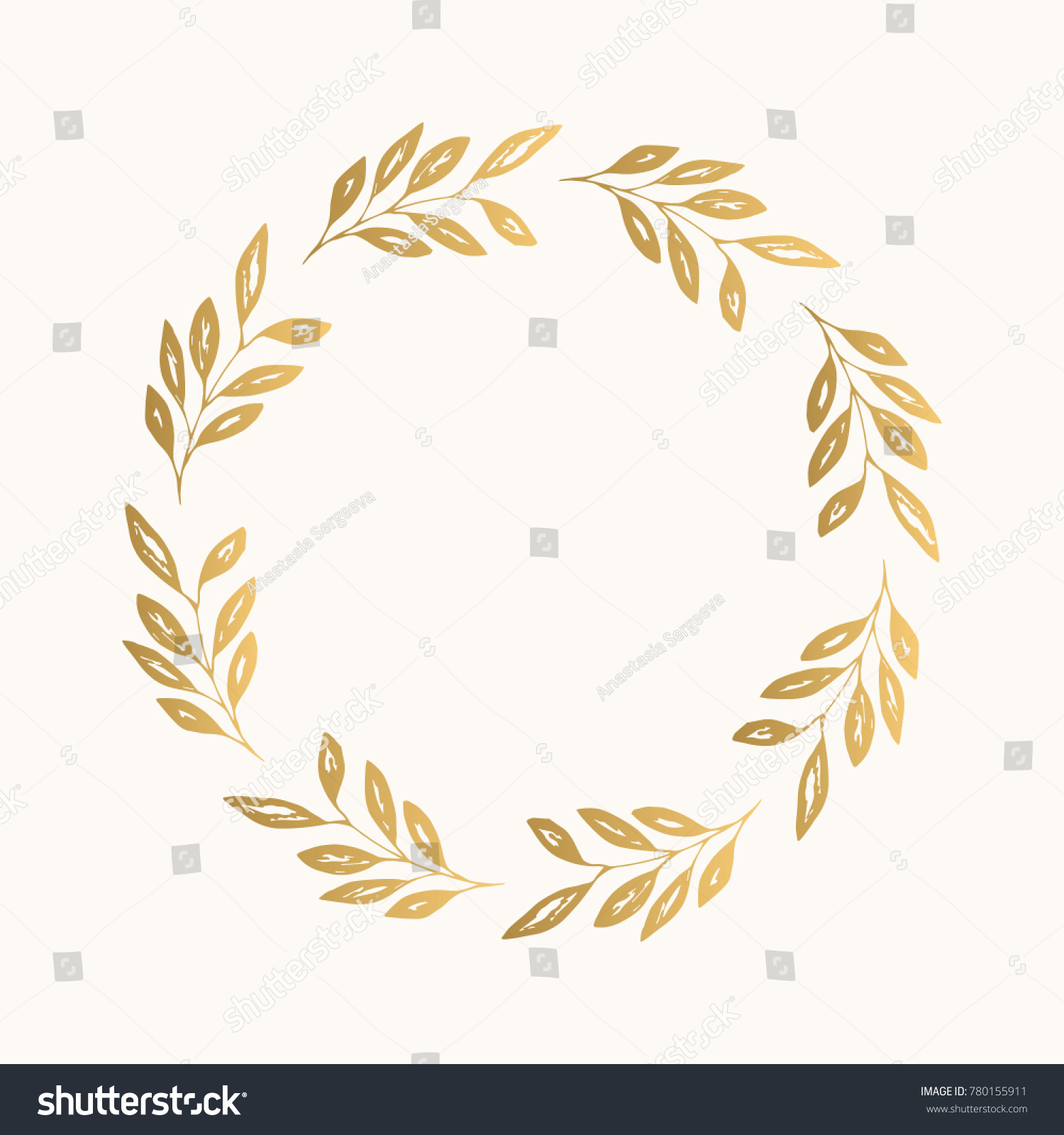 Gold Floral Round Frame Vector Isolated Stock Vector (Royalty Free ...