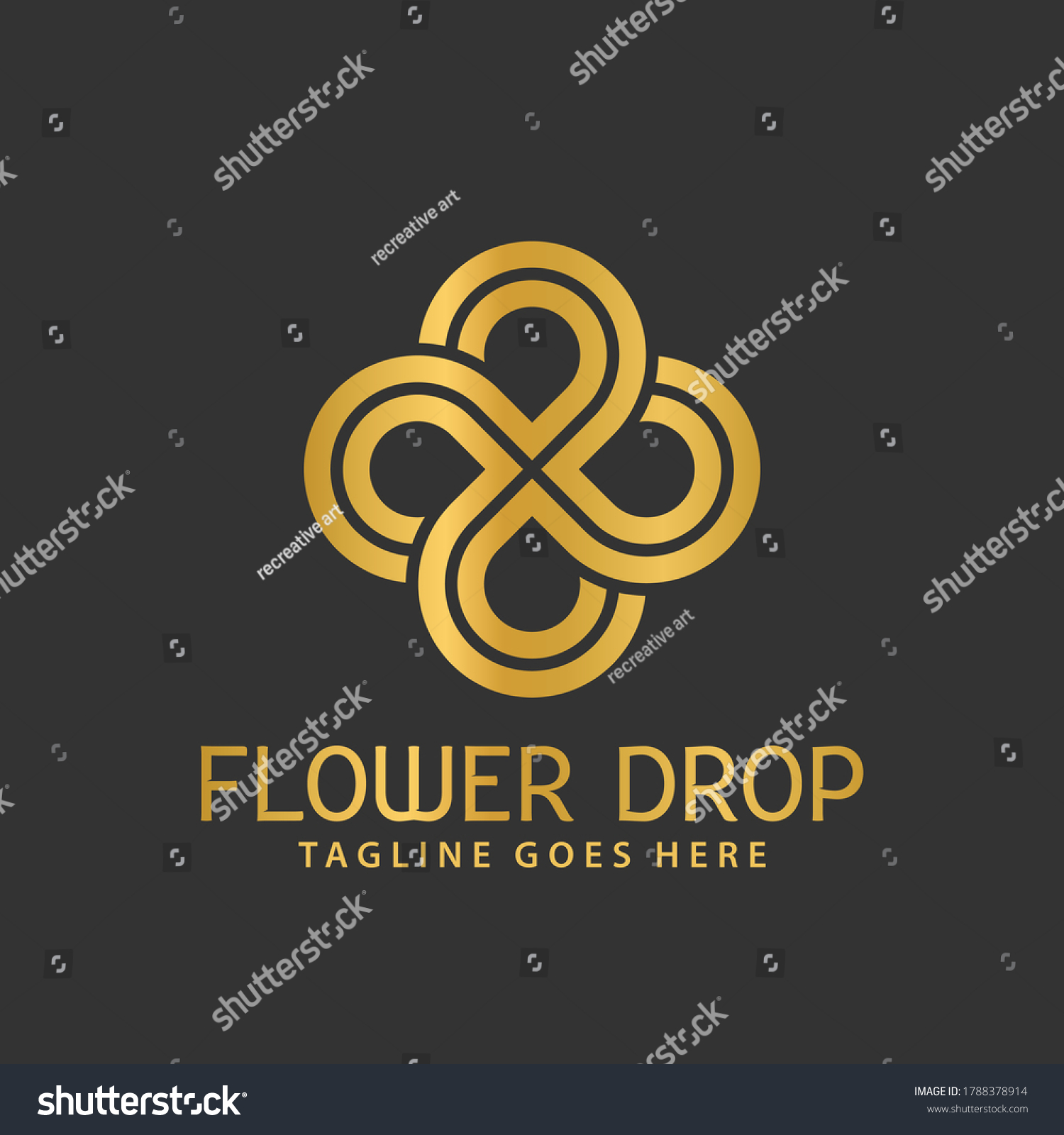 Gold Flower Drop Logos Stock Vector (Royalty Free) 1788378914