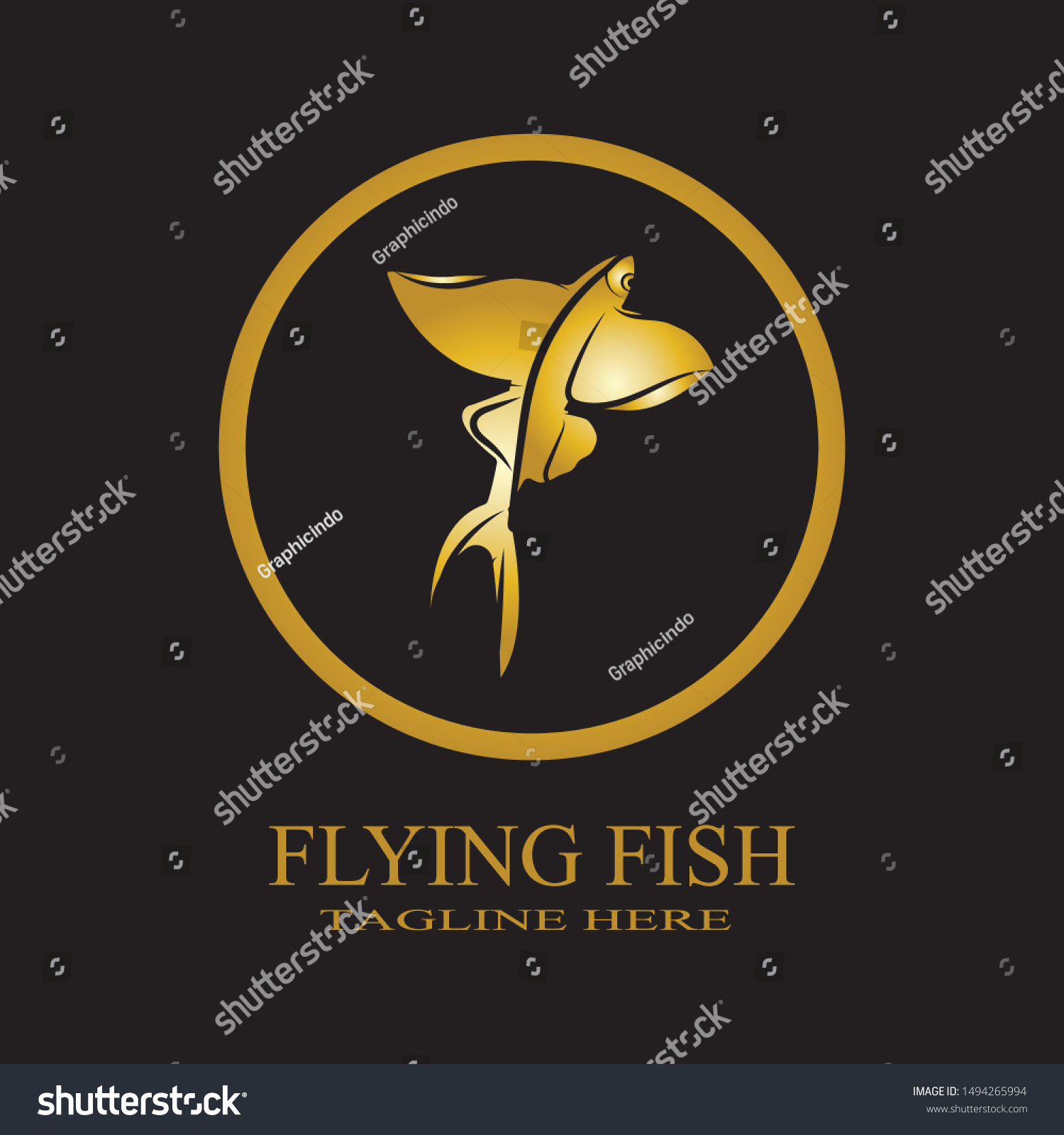 Gold Flying Fish Vector Logo Stock Vector (Royalty Free) 1494265994 ...